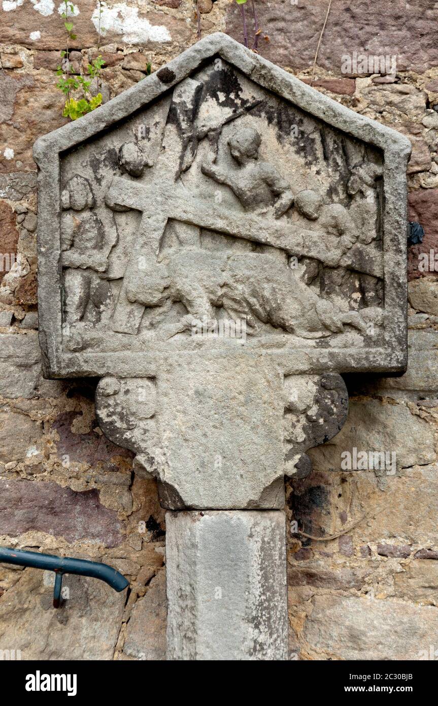 Medieval wayside shrine at the Way of the Cross near the Franciscan ...