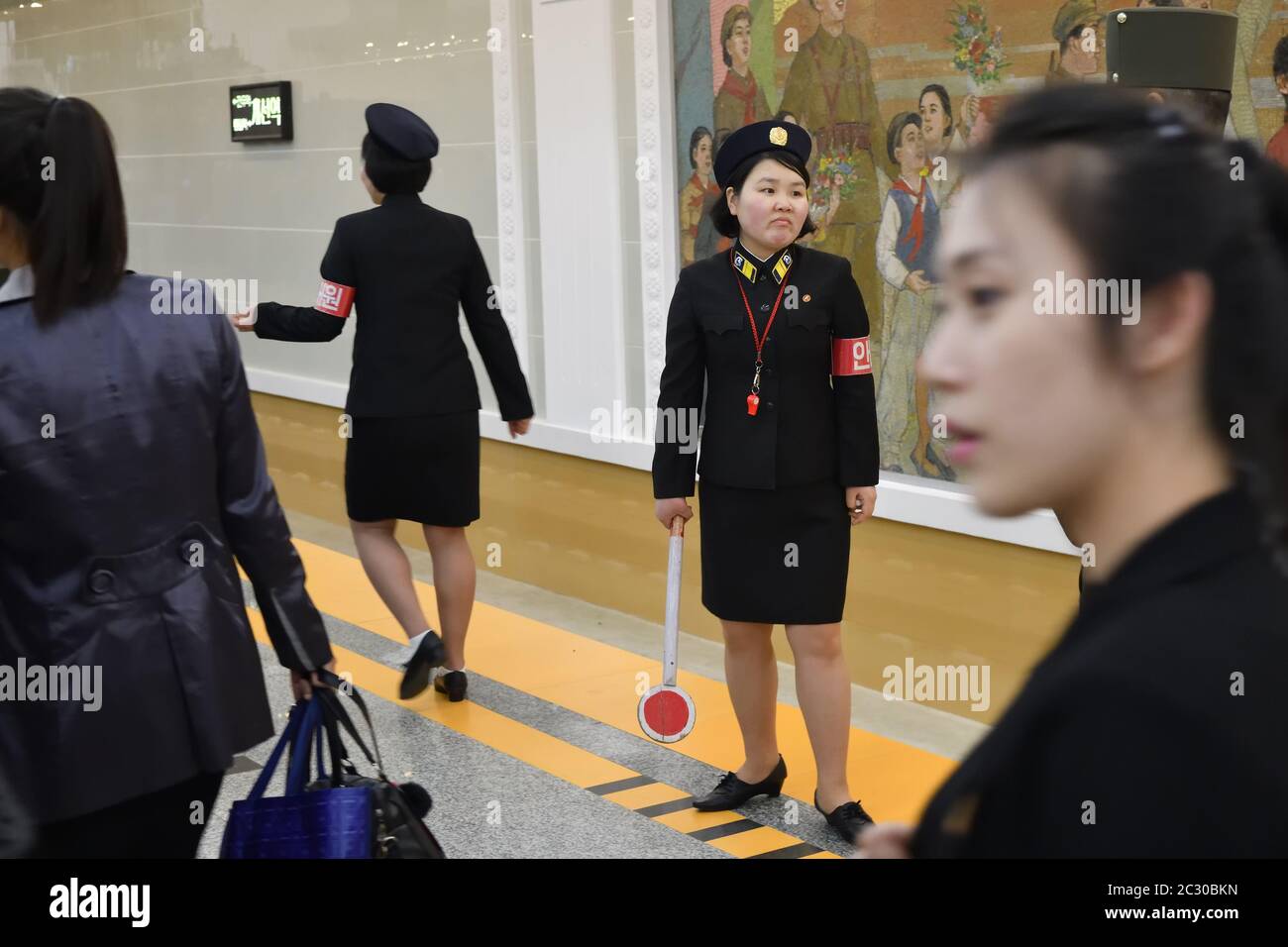 Pyongyang, North Korea - May 1, 2019: Girl staff in uniform at the ...