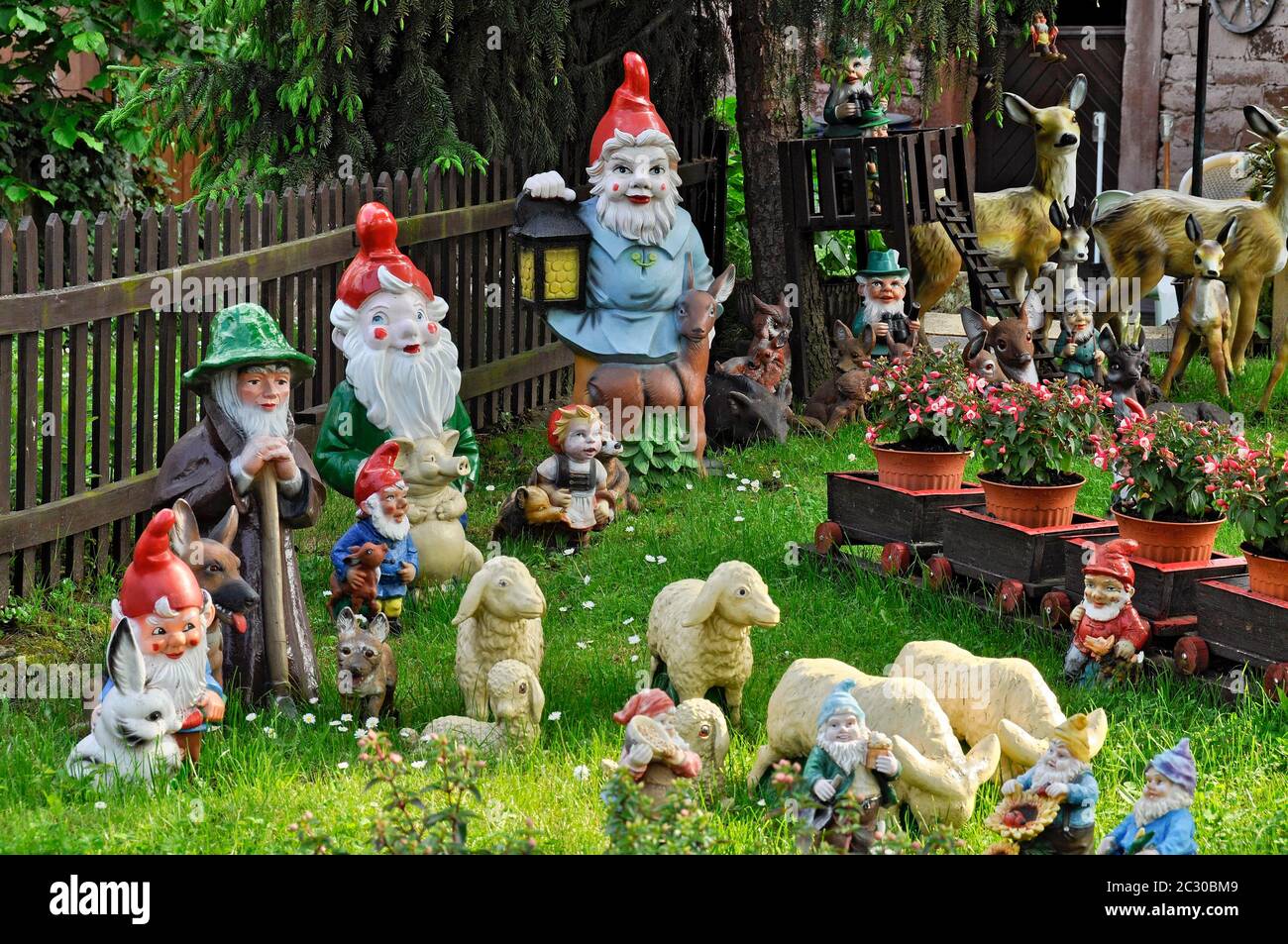Garden gnomes with shepherd and sheep hi-res stock photography and ...