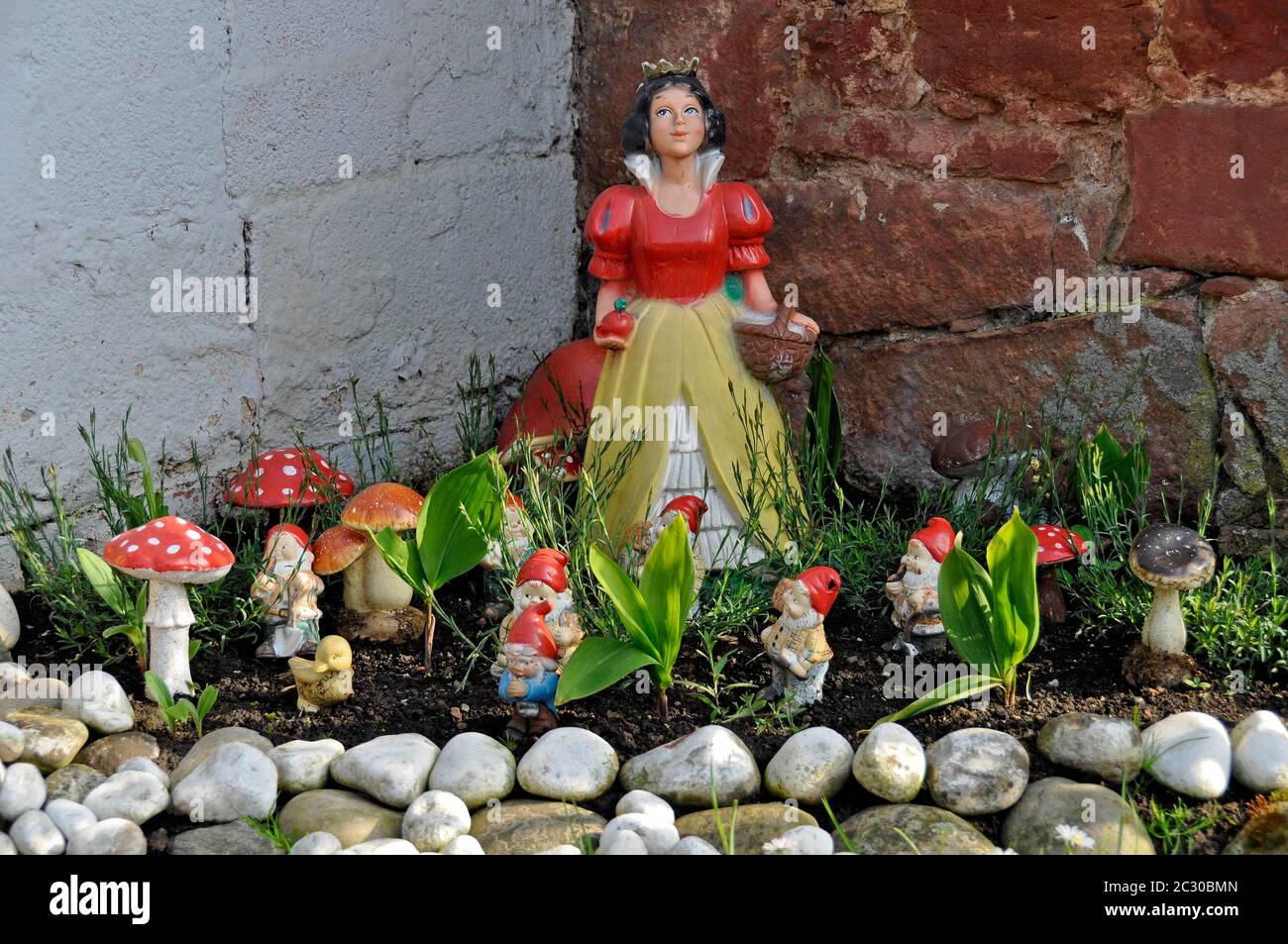 Garden dwarfs from the fairy tale Snow White and the Seven Dwarfs ...