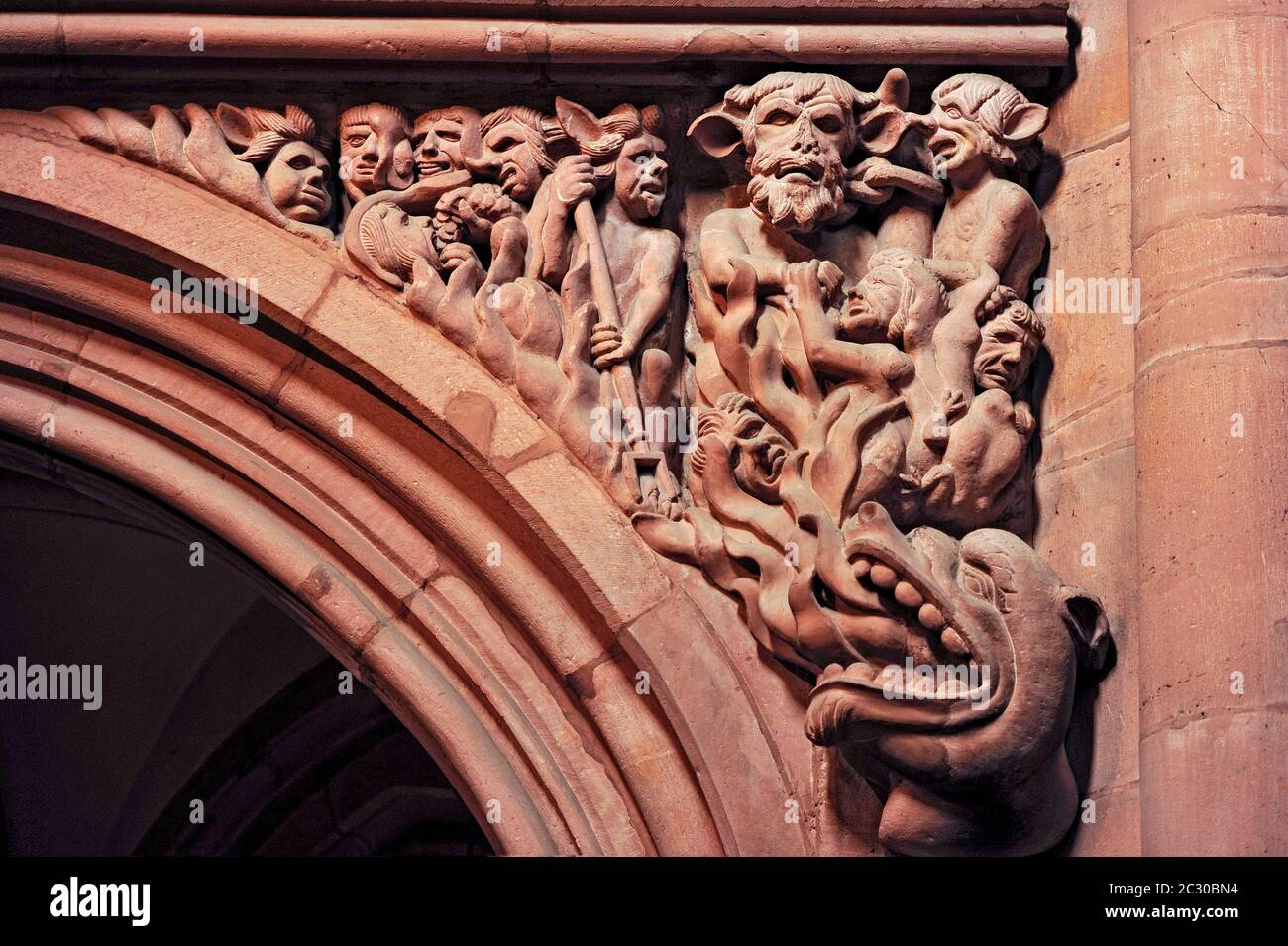 Relief representation of hell on the rood screen hi-res stock ...