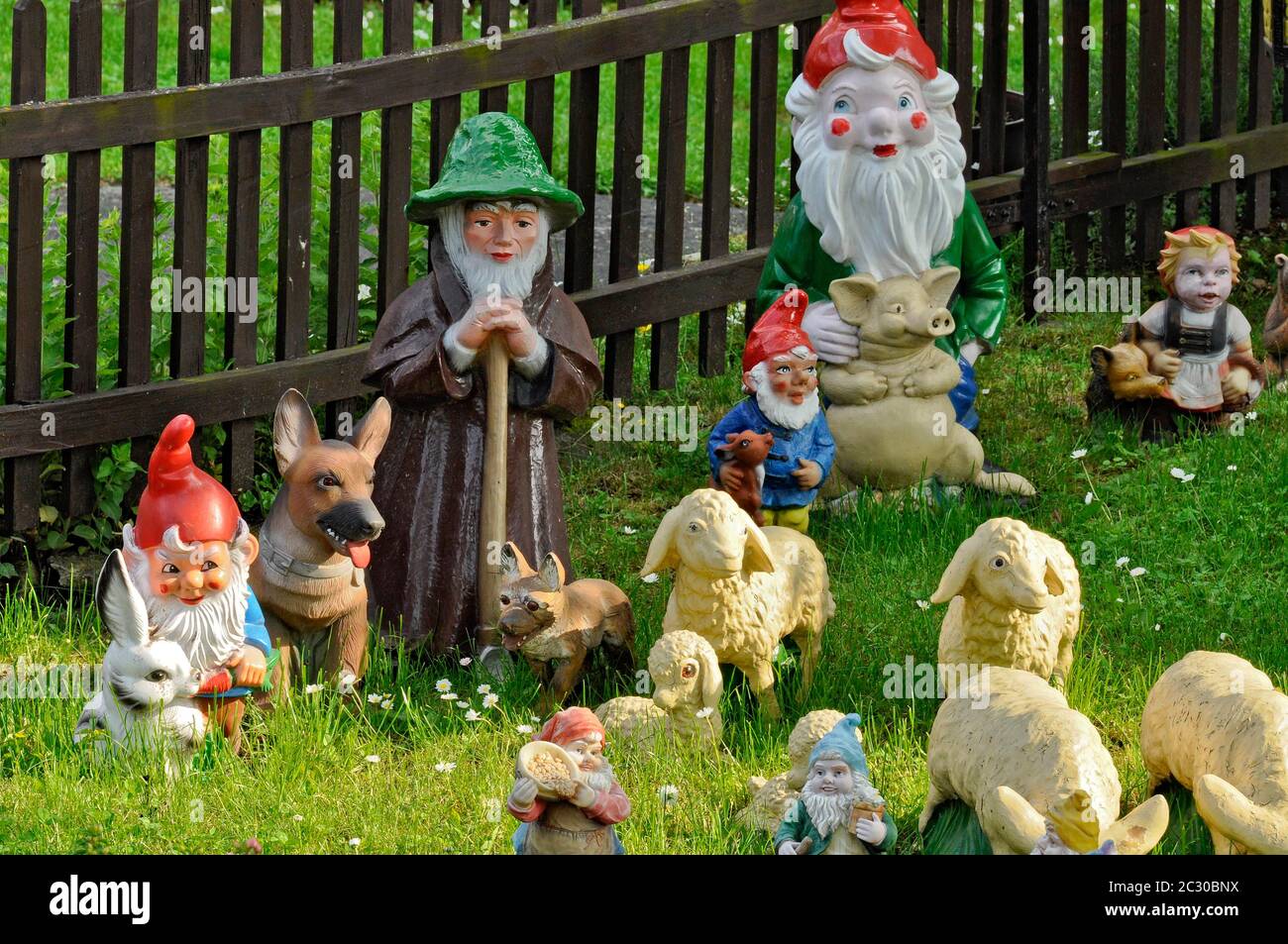 Garden gnomes with shepherd and sheep hi-res stock photography and ...