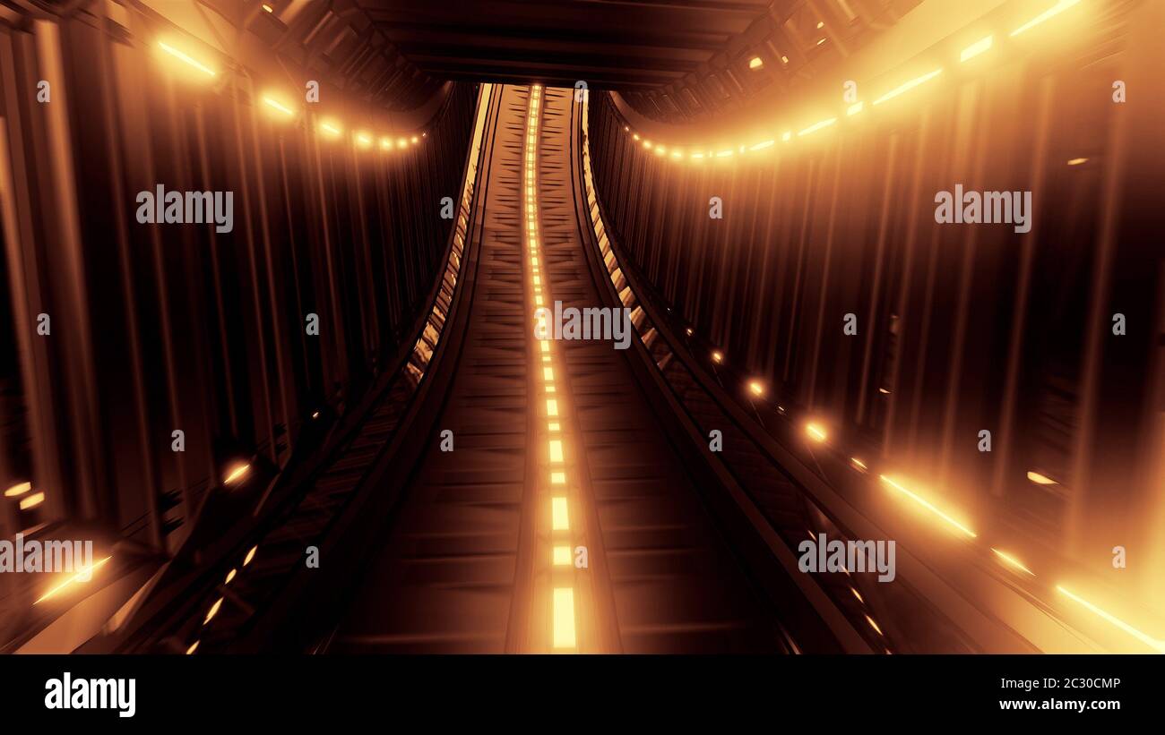 glowing fantasy tunnel corridor 3d illustration design wallpaper ...