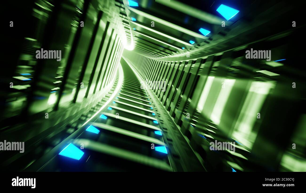 abwtract glowing futuristic scifi subway tunnel corridor 3d rendering ...