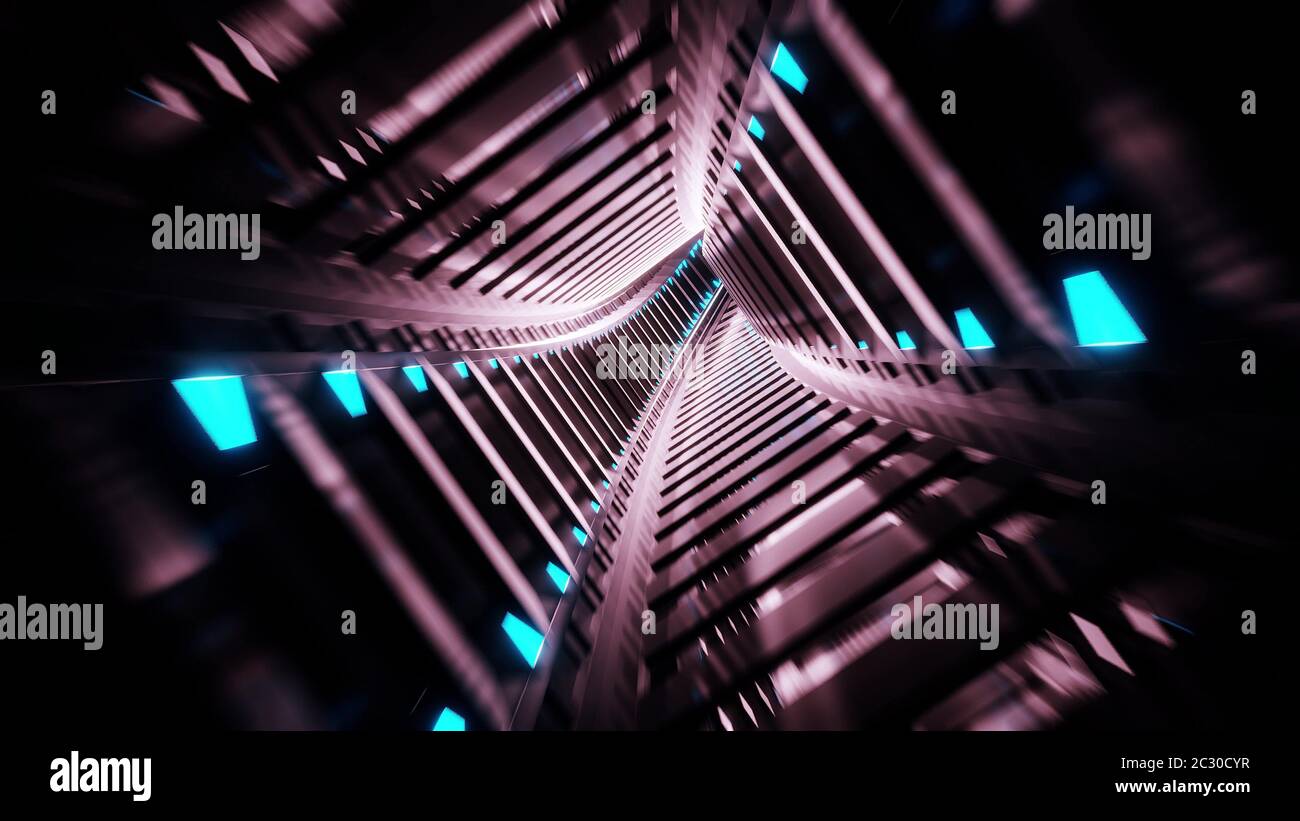 abwtract glowing futuristic scifi subway tunnel corridor 3d rendering ...