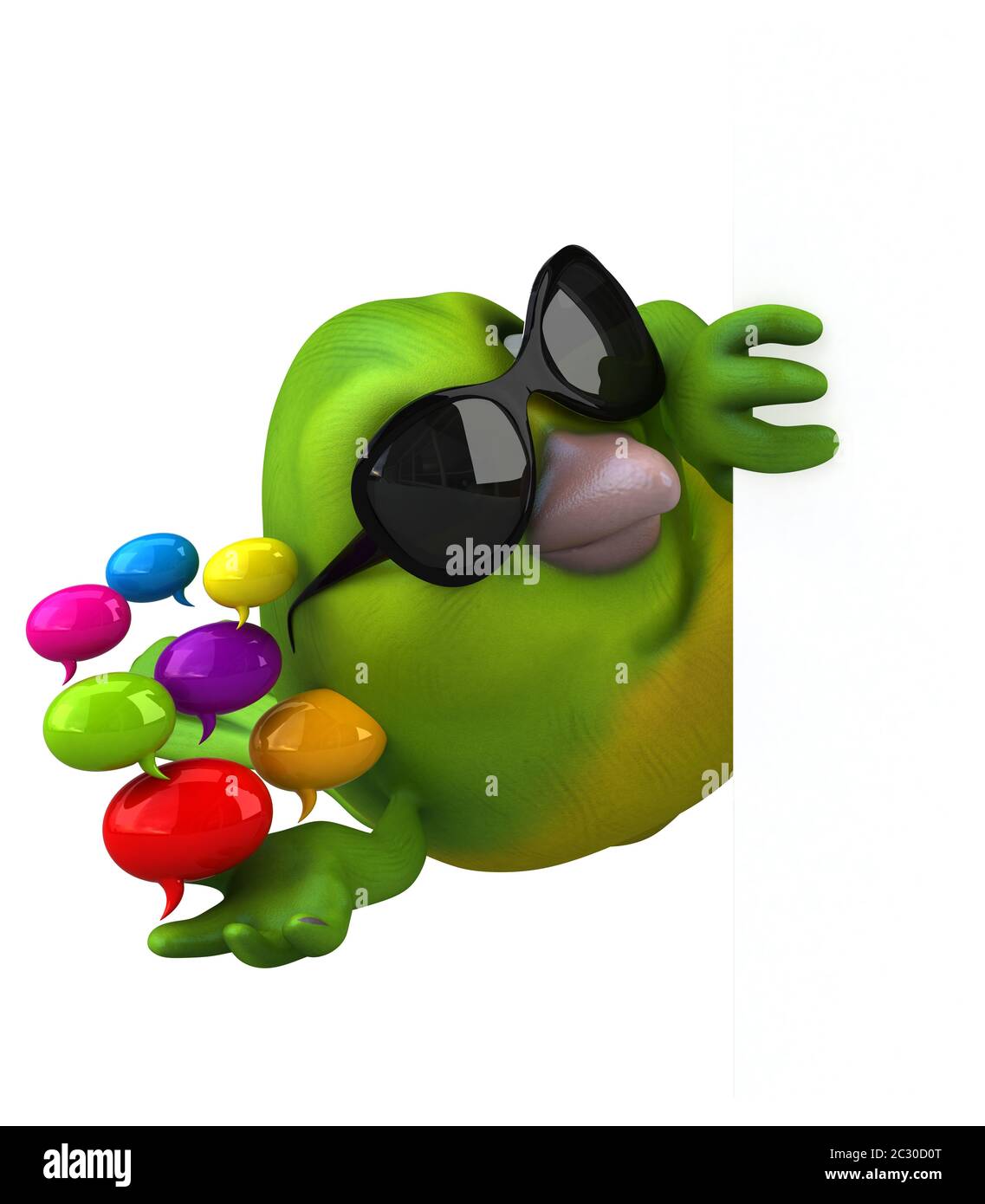 Fun green bird - 3D Illustration Stock Photo - Alamy