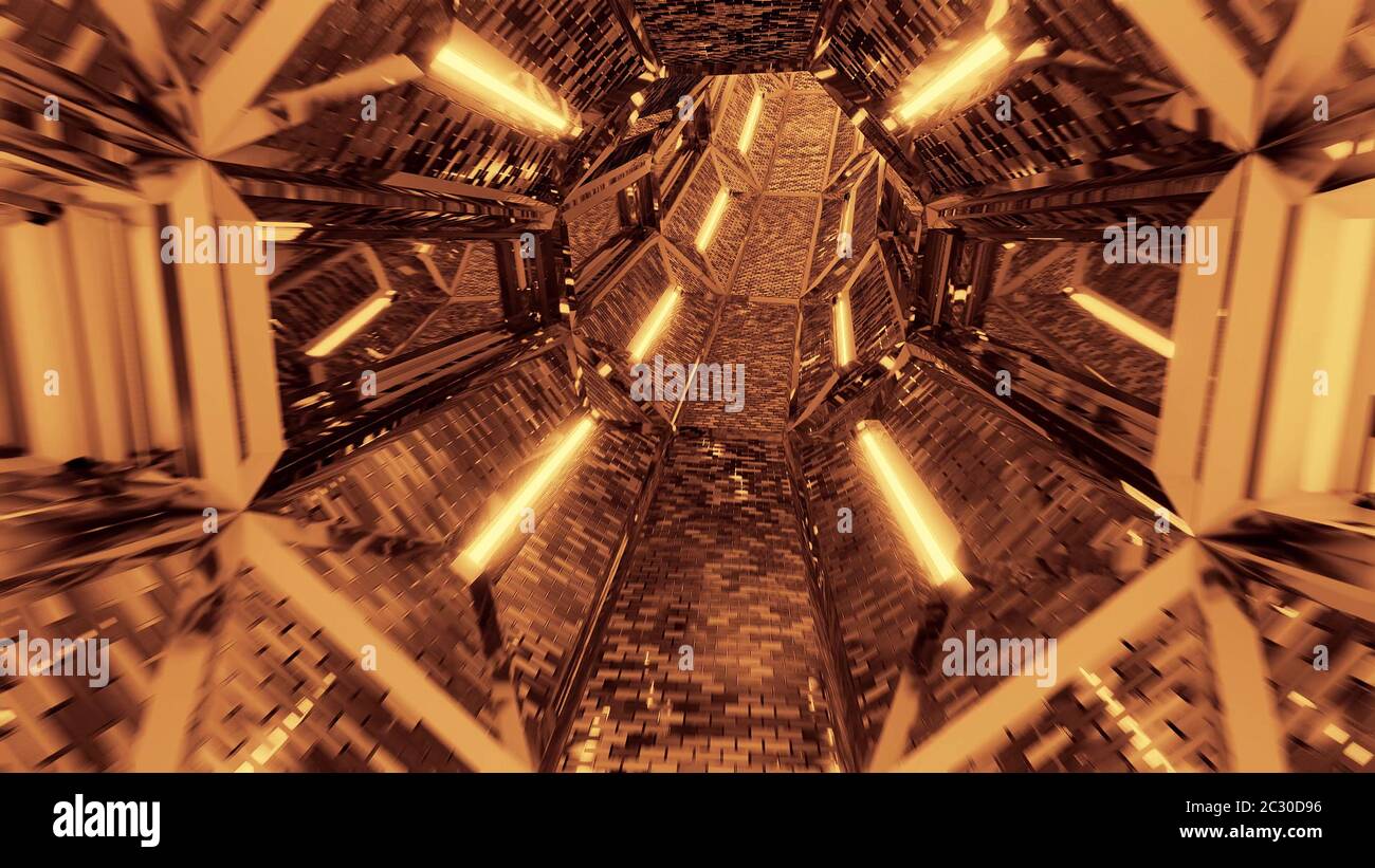 glowing fantasy middle age dungeon tunnel corridor 3d illustration ...