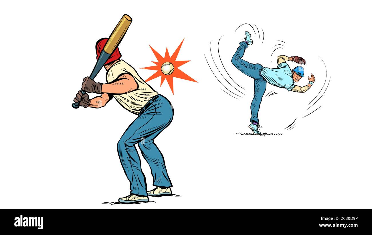 Game of baseball. The pitcher throws the ball. Pop art retro vector ... Game of baseball. The pitcher throws the ball. Pop art retro vector ...