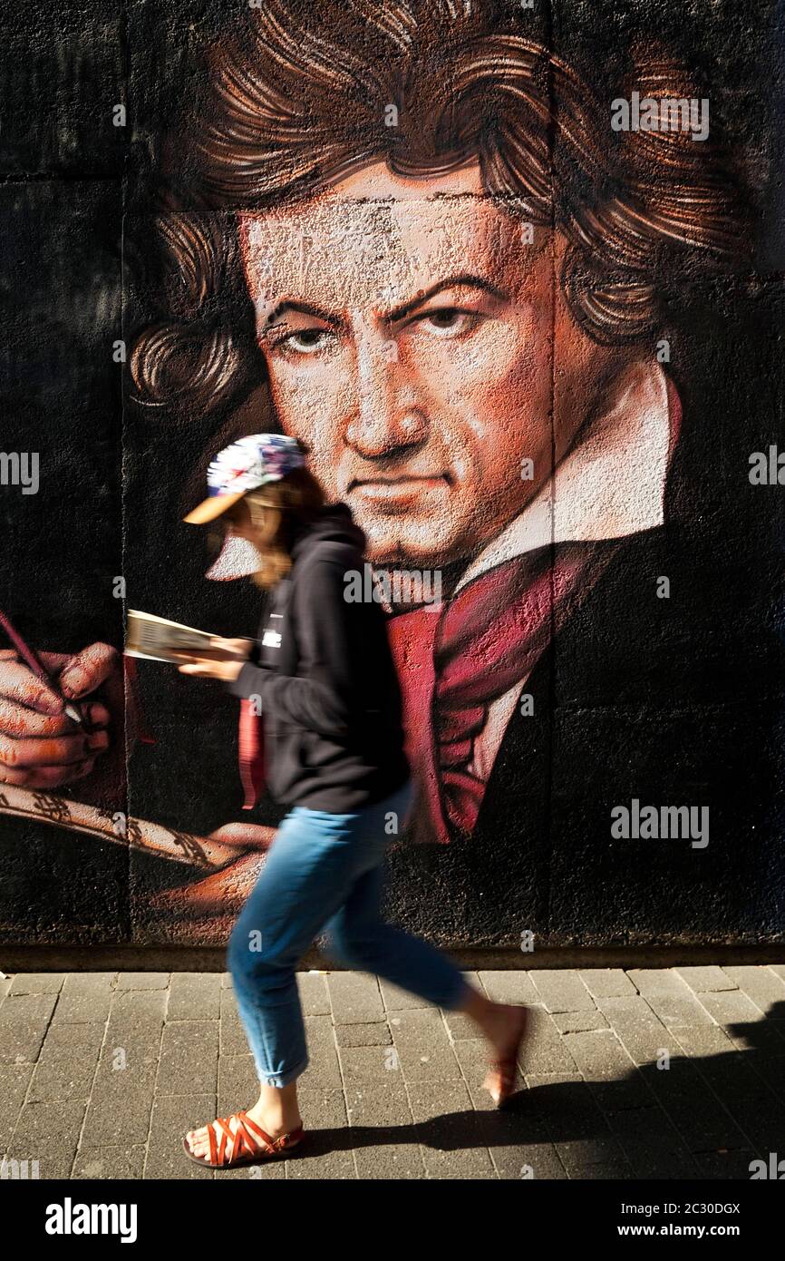 Wall painting Ludwig van Beethoven, Old Town, Bonn, North Rhine ...