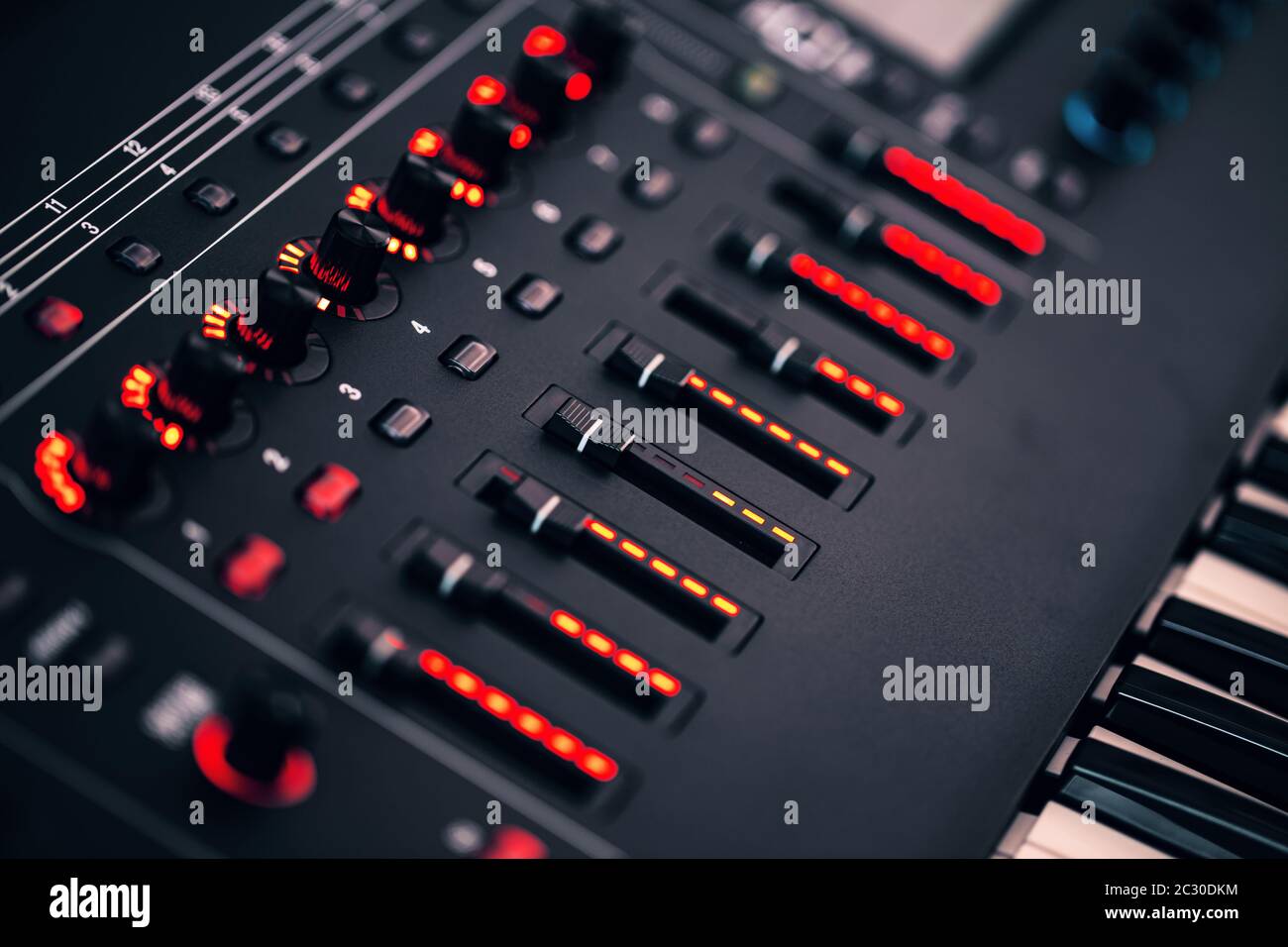 Details of a electronic synthesizer with led backlight, close up Stock ...