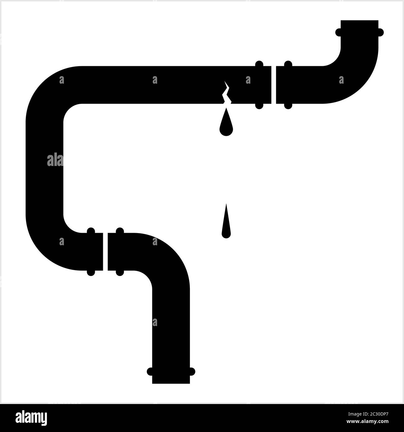 Broken Pipe Icon, Leakage In Pipe Vector Art Illustration Stock Vector ...