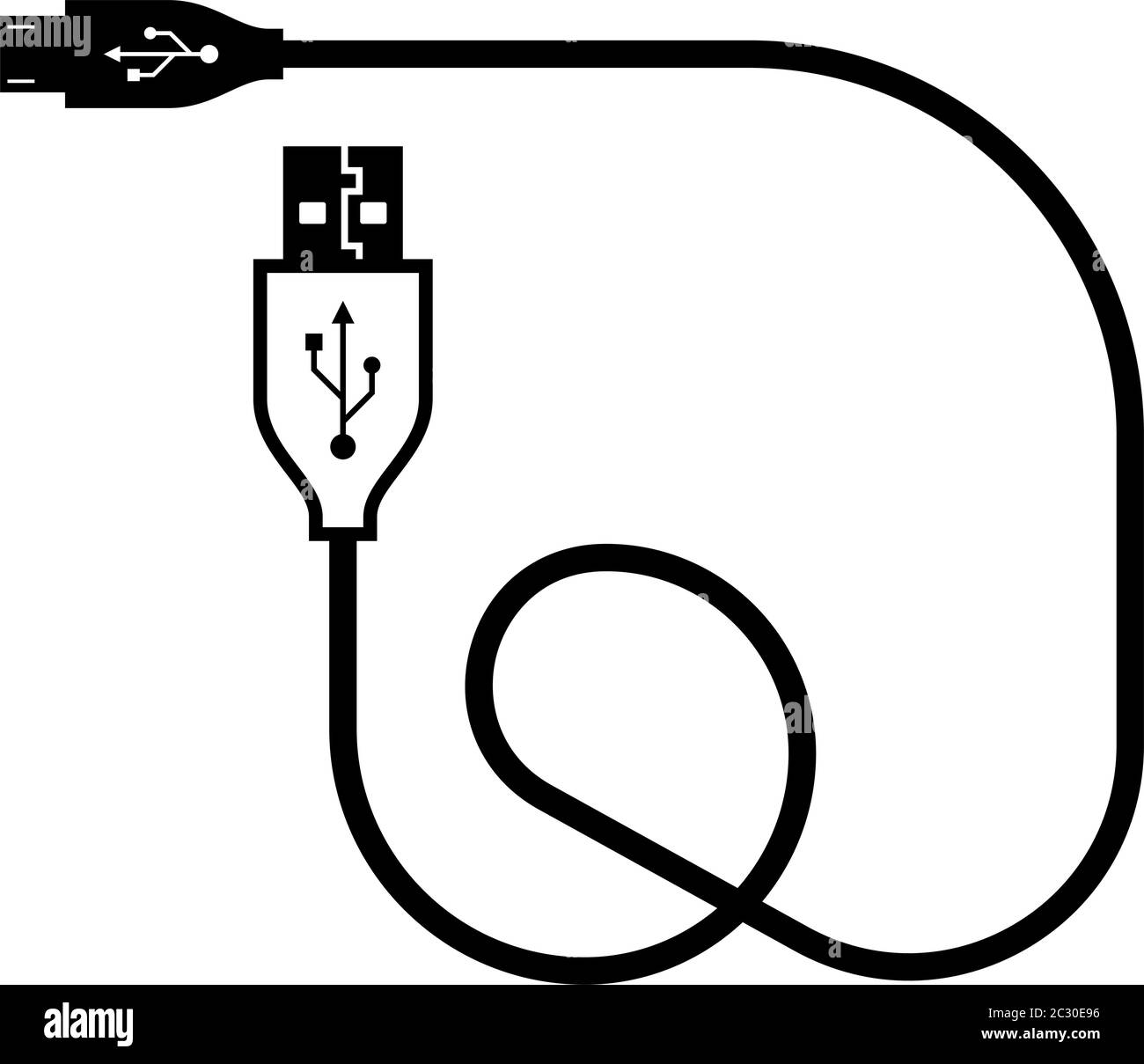 Micro Usb Cable, Usb Cable Vector Art Illustration Stock Vector Image ...