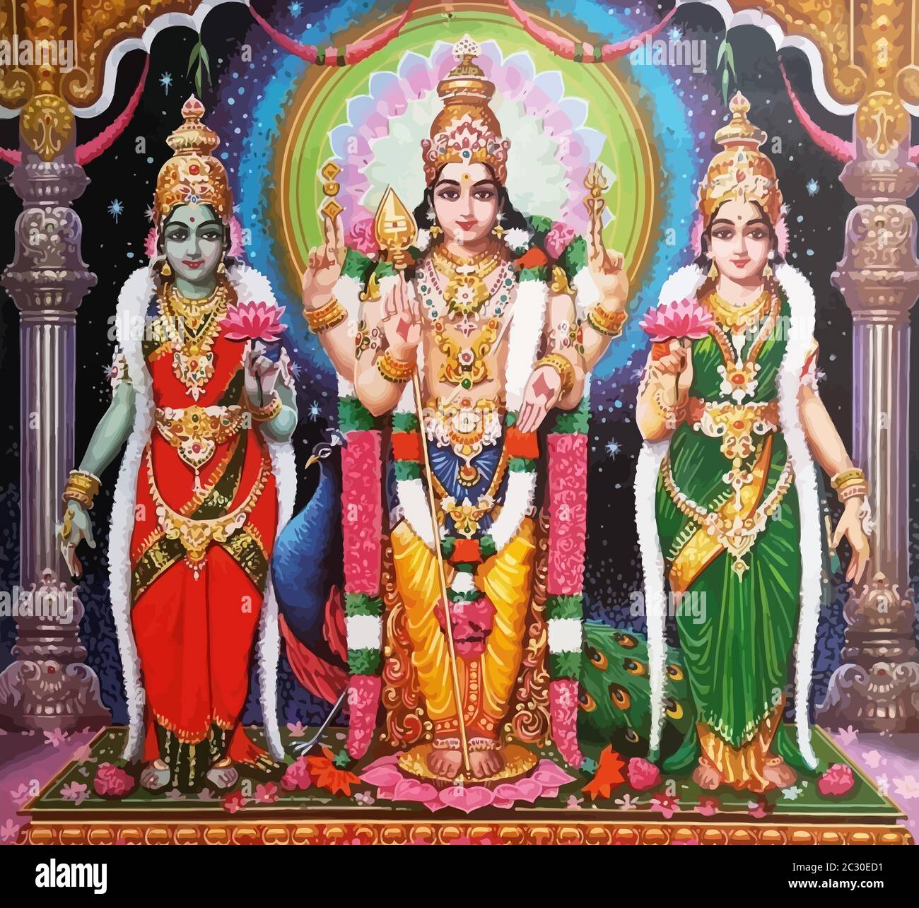 lady god Surya sun light and Saraswati peacock hinduism culture ...