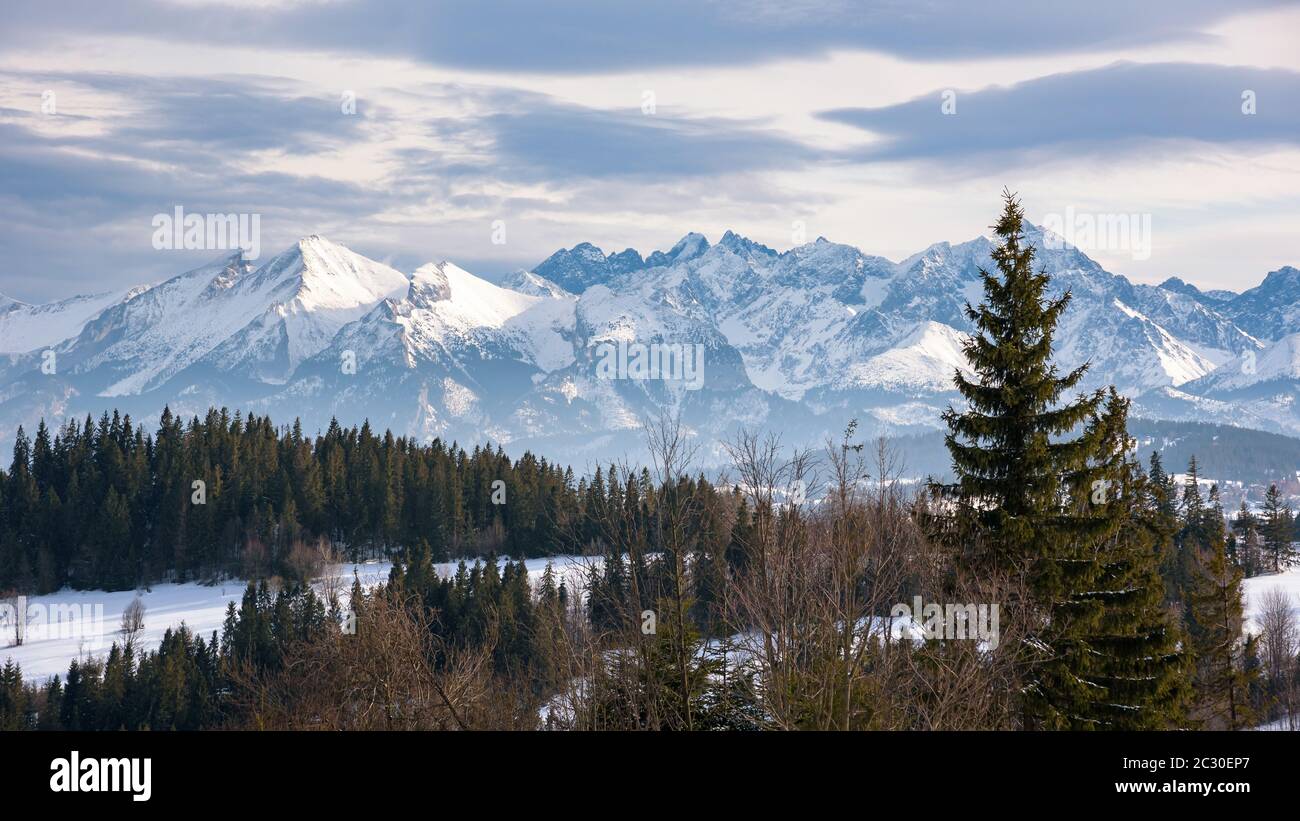 Winter landscape of High Tatra Mountains on the Polish-Slovak border ...
