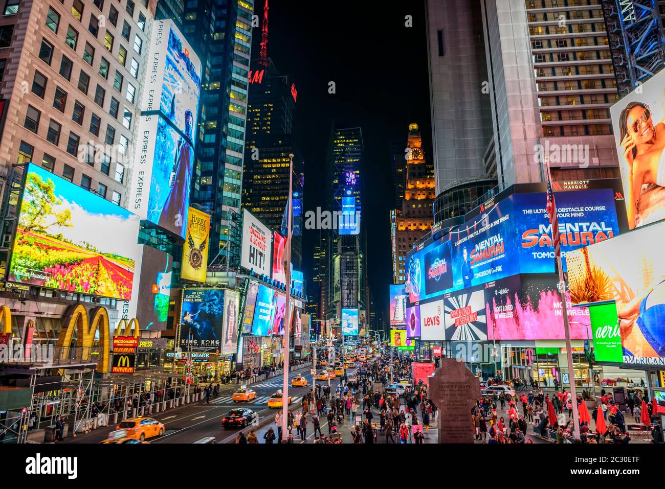 Times Square At Night Father Francis D Duffy Statue And Duffy Square