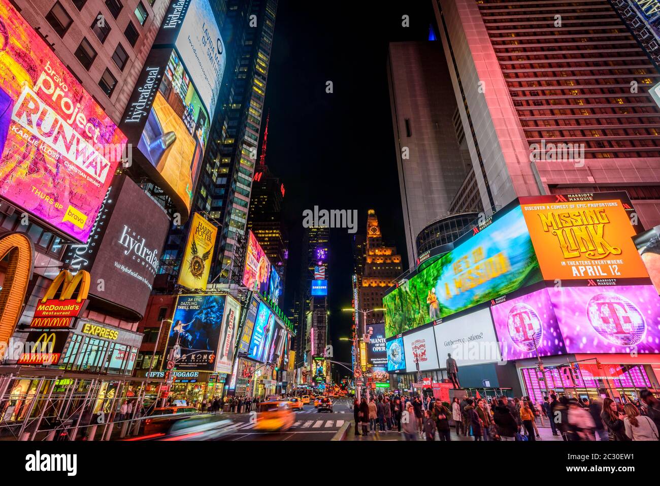 Times Square at night, Midtown Manhattan, New York City, New York State ...