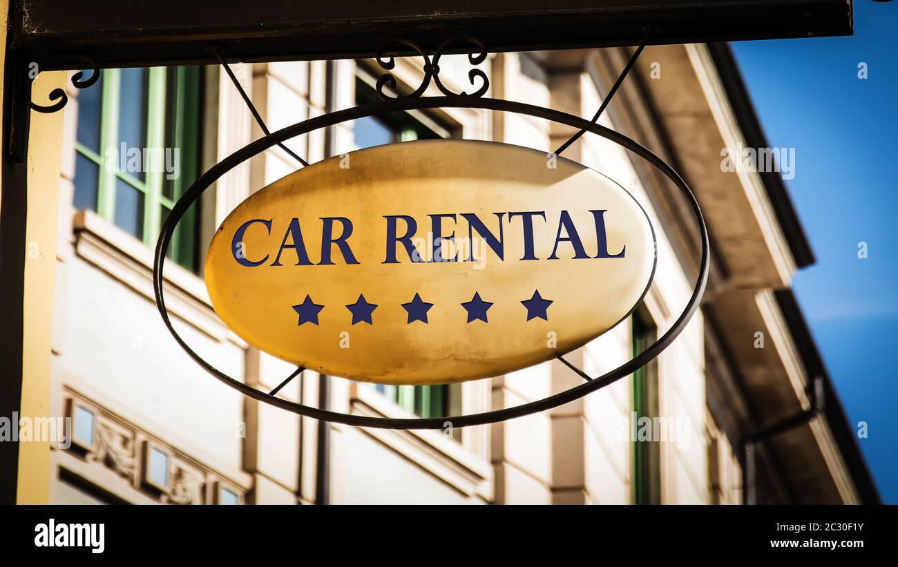 Street Sign Car Rental Stock Photo - Alamy