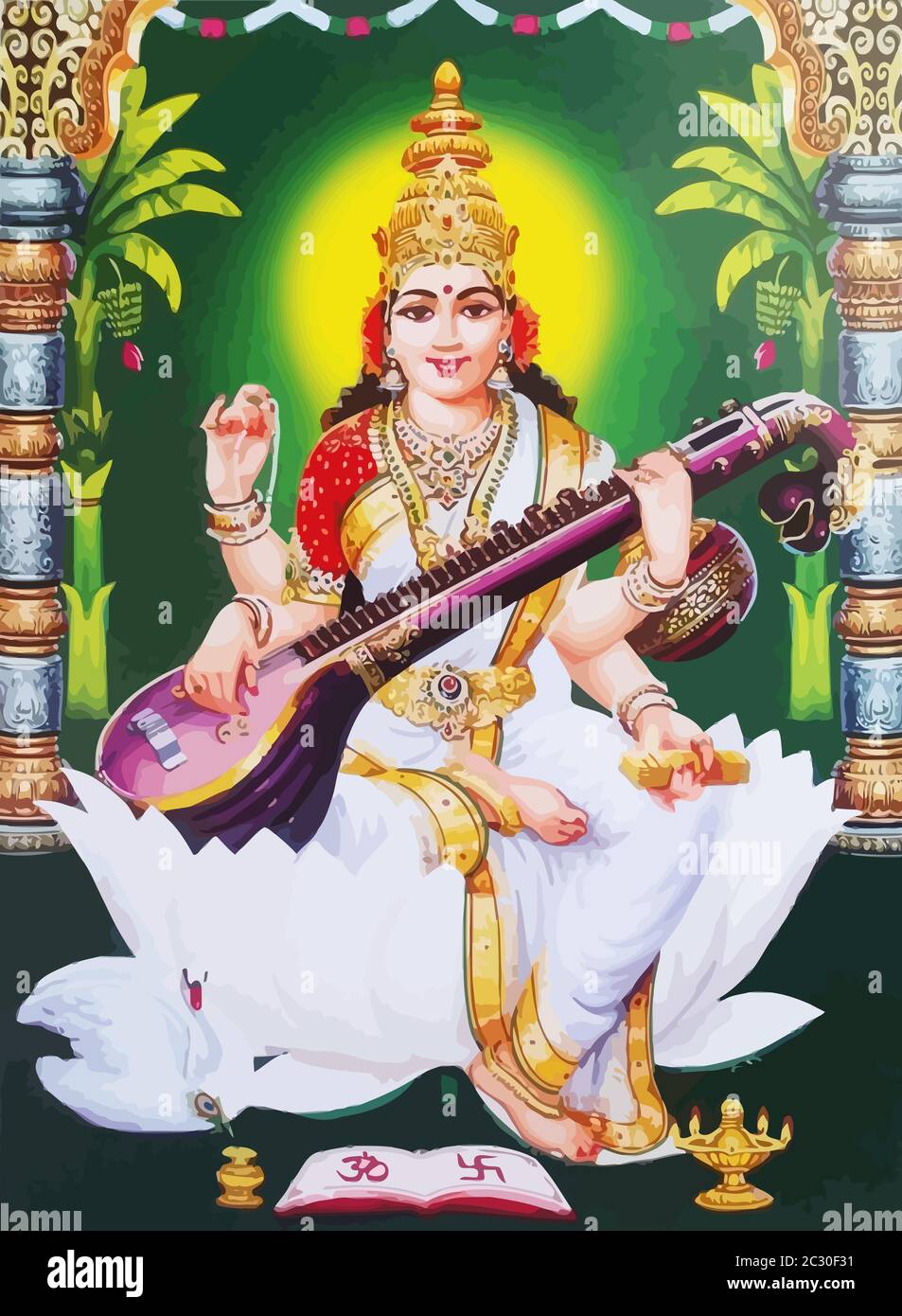 god Saraswati spiritual play veena holy culture music hinduism ...