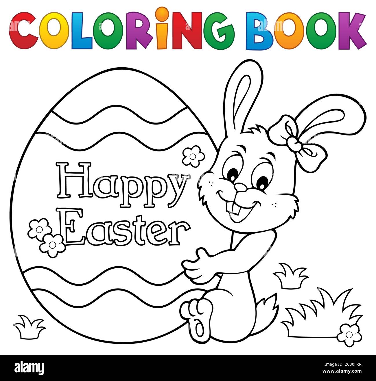Coloring book Easter egg and bunny 1 - picture illustration Stock Photo ...
