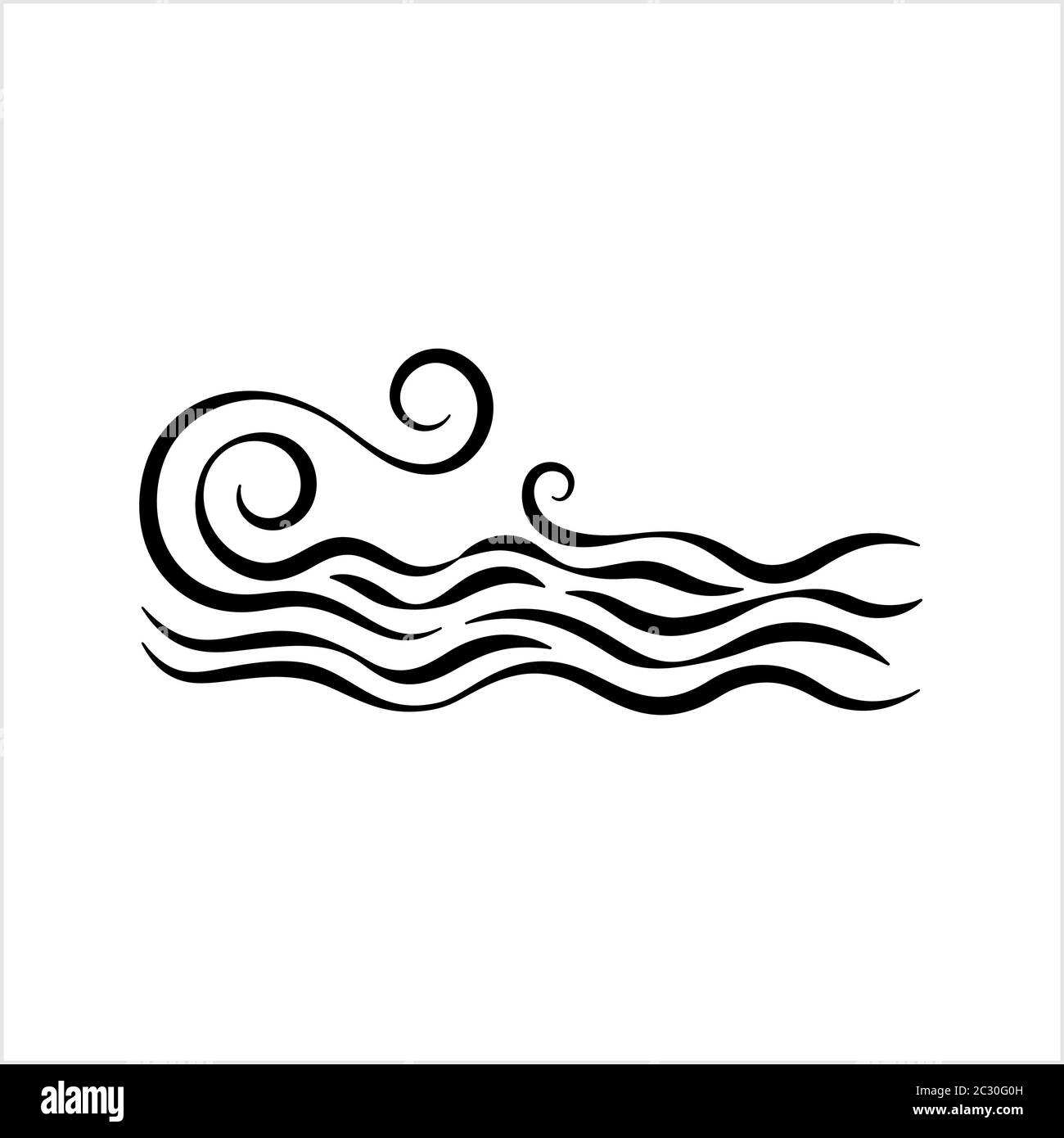 Water Wave Icon, Water Wave Sign Vector Art Illustration Stock Vector ...