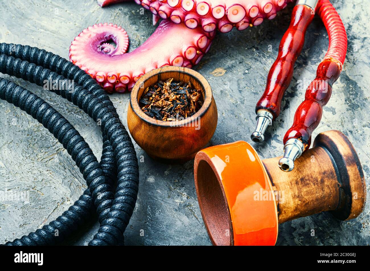 Details of hookah and smoking tobacco.Smoking hookah for relaxation ...