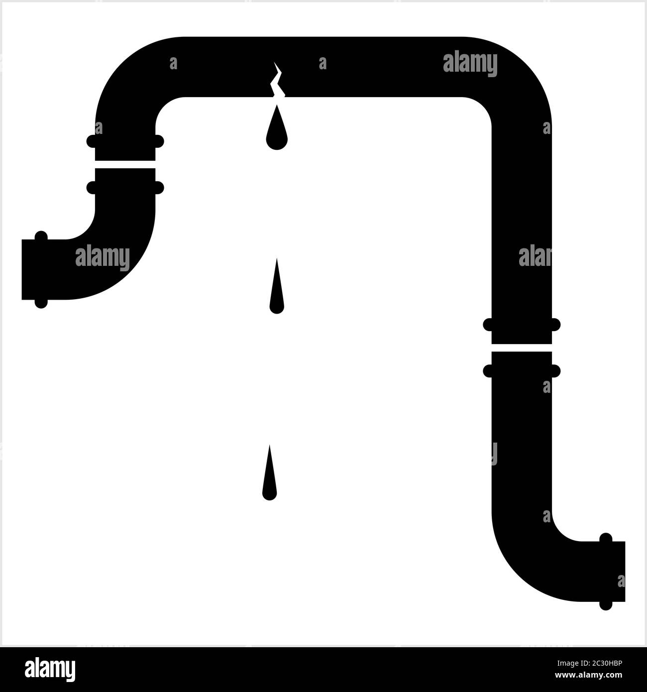 Broken Pipe Icon, Leakage In Pipe Vector Art Illustration Stock Vector ...