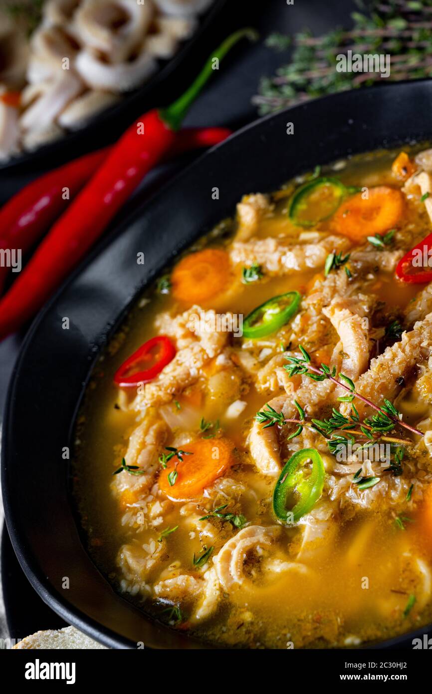 Flaczki - tripe soup the Polish way Stock Photo - Alamy