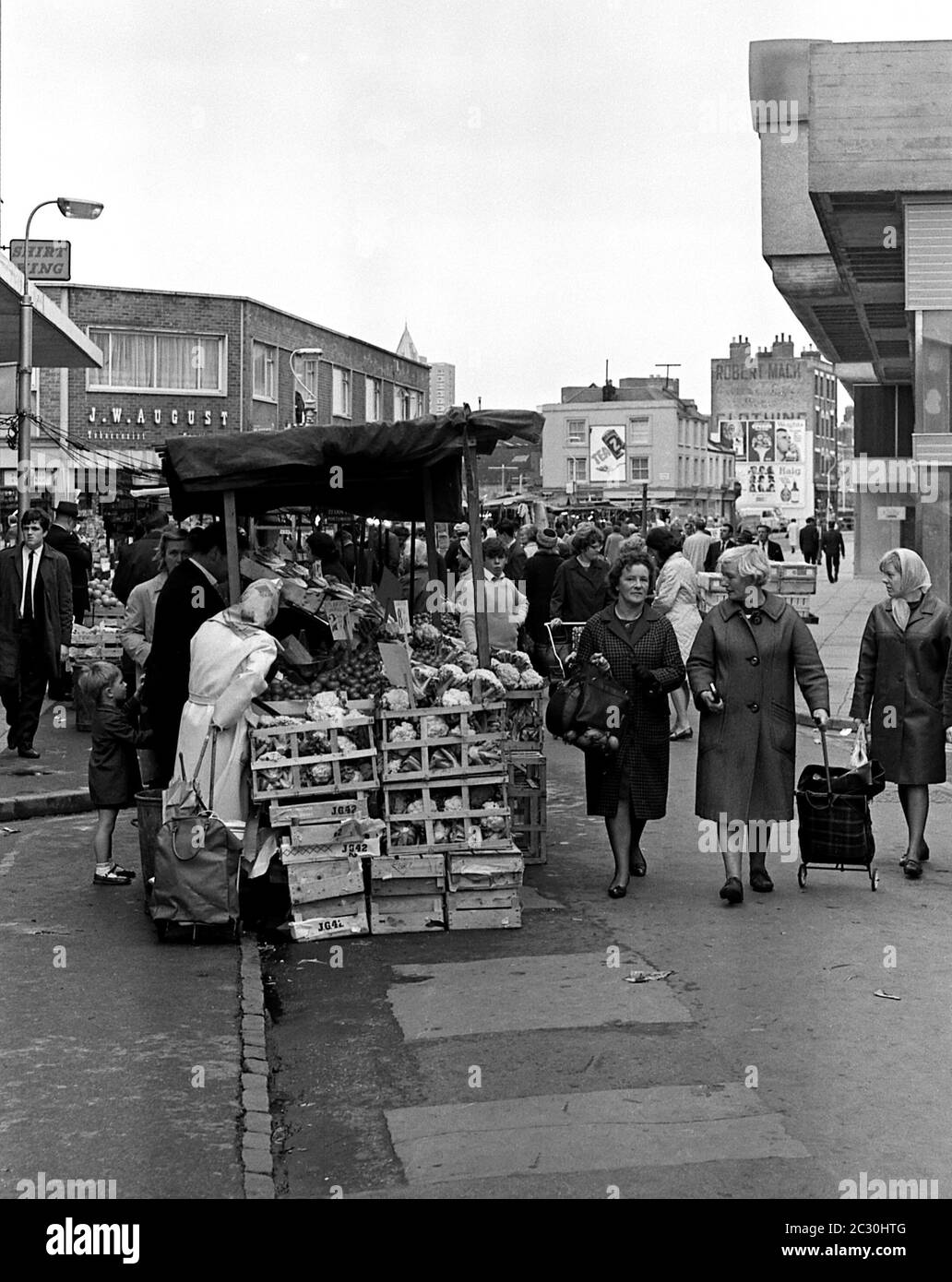 Shoppers market day in Black and White Stock Photos & Images - Alamy