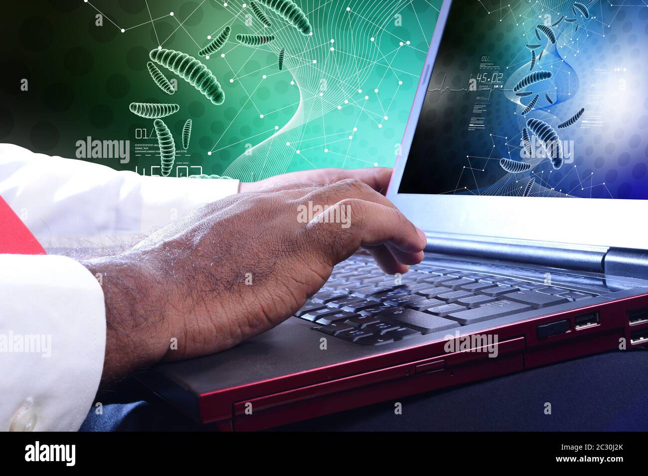 Man showing bacteria Stock Photo - Alamy