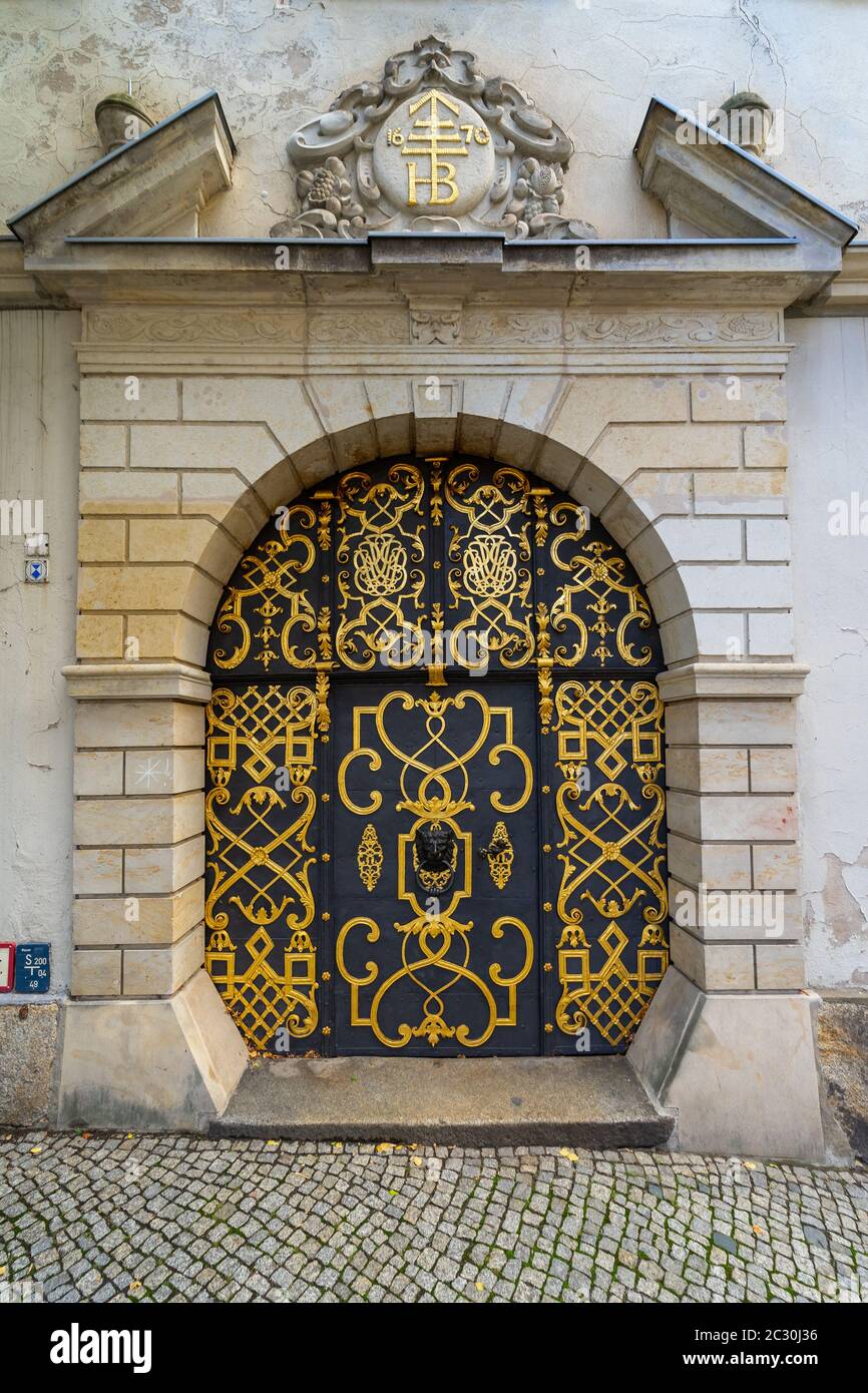 Beautiful gate of the old house in the old town of Bautzen. Germany ...