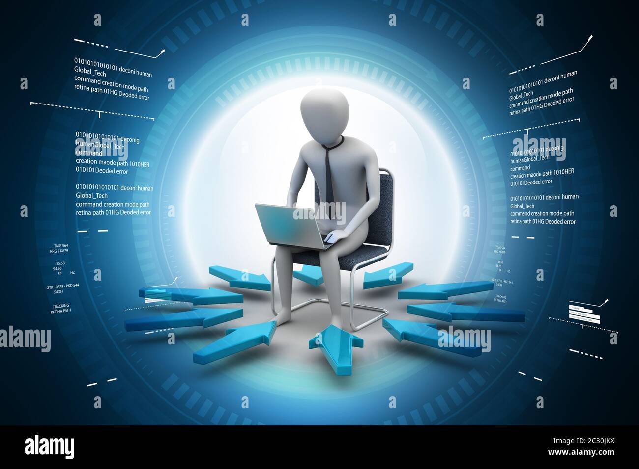 3d man working on laptop Stock Photo - Alamy