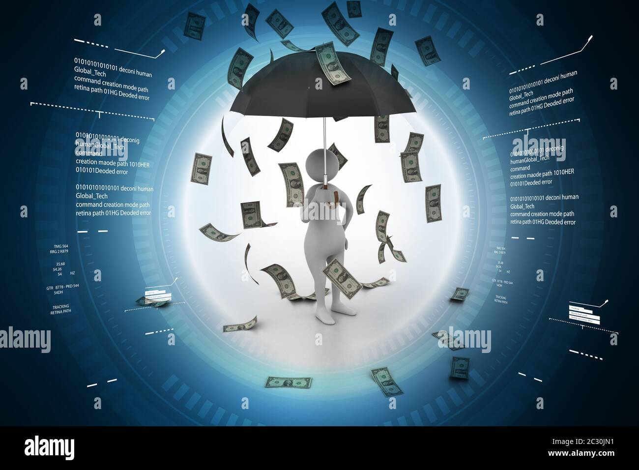 Man in money rain Stock Photo - Alamy
