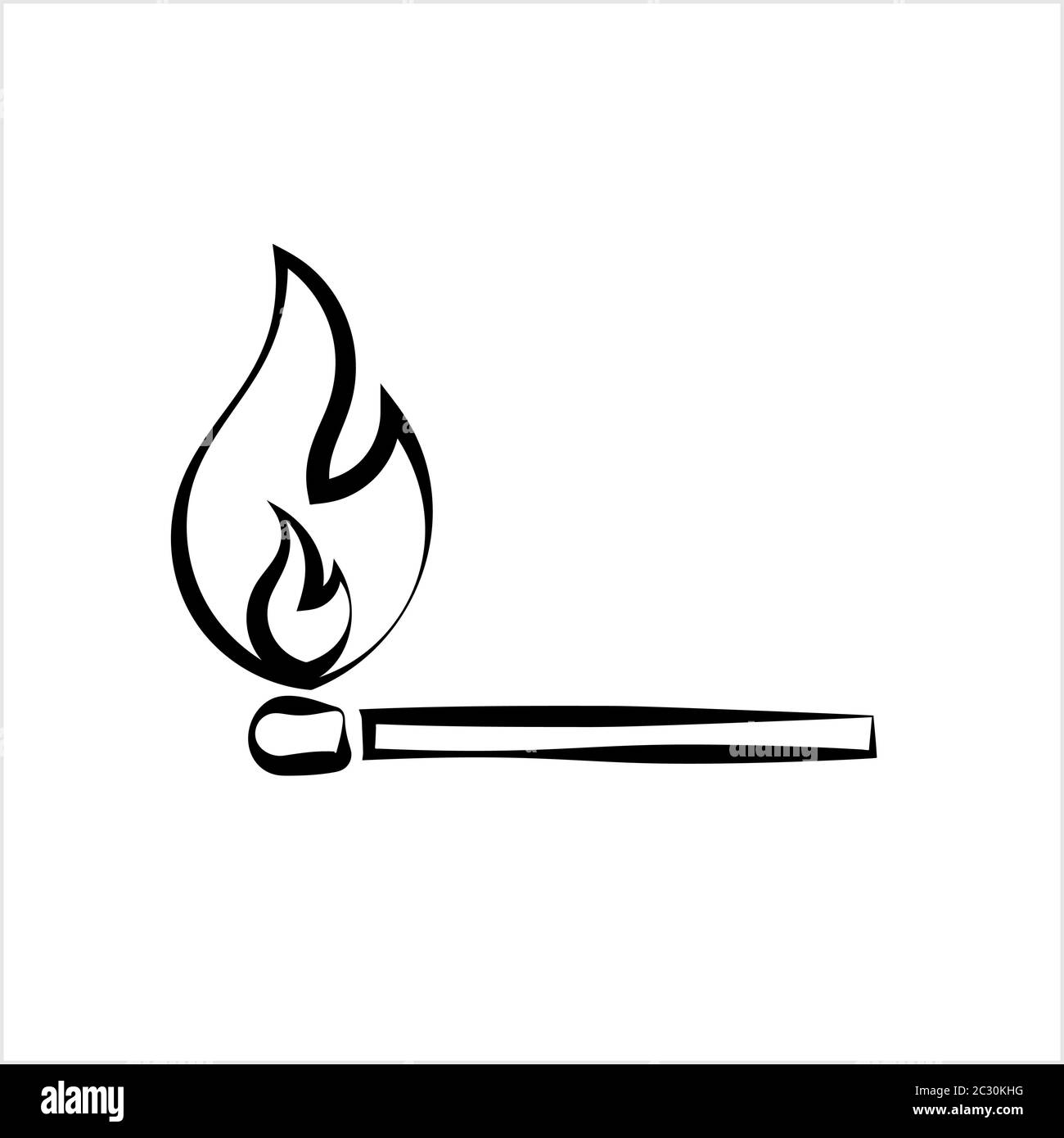 Lit Matchstick, Burning Matchstick Vector Art Illustration Stock Vector ...