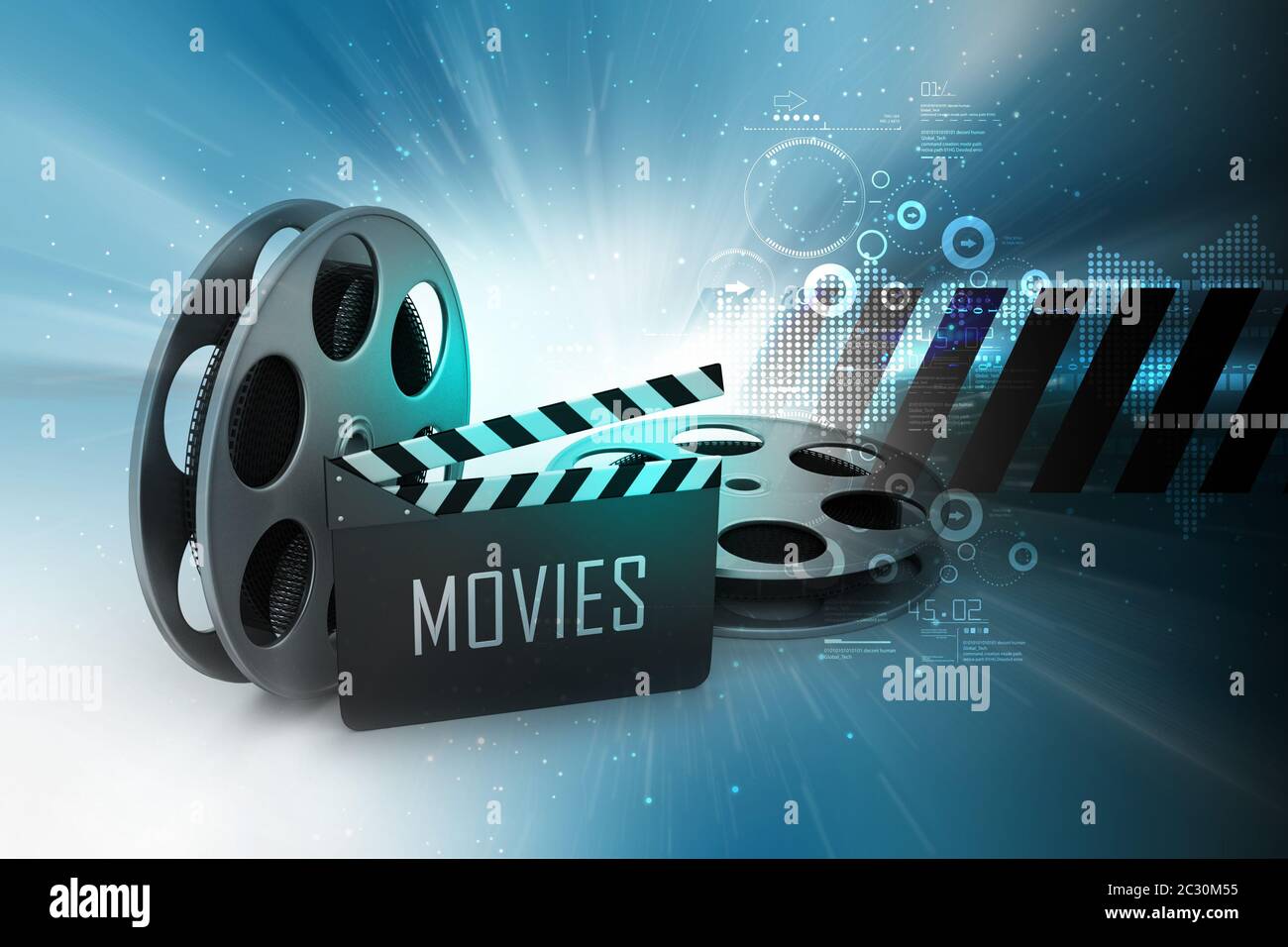 Film Reels and Clapper board Stock Photo - Alamy