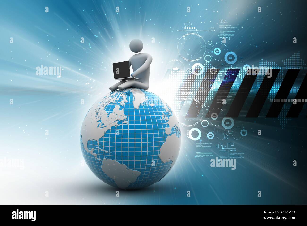 3d man sitting on earth hi-res stock photography and images - Alamy