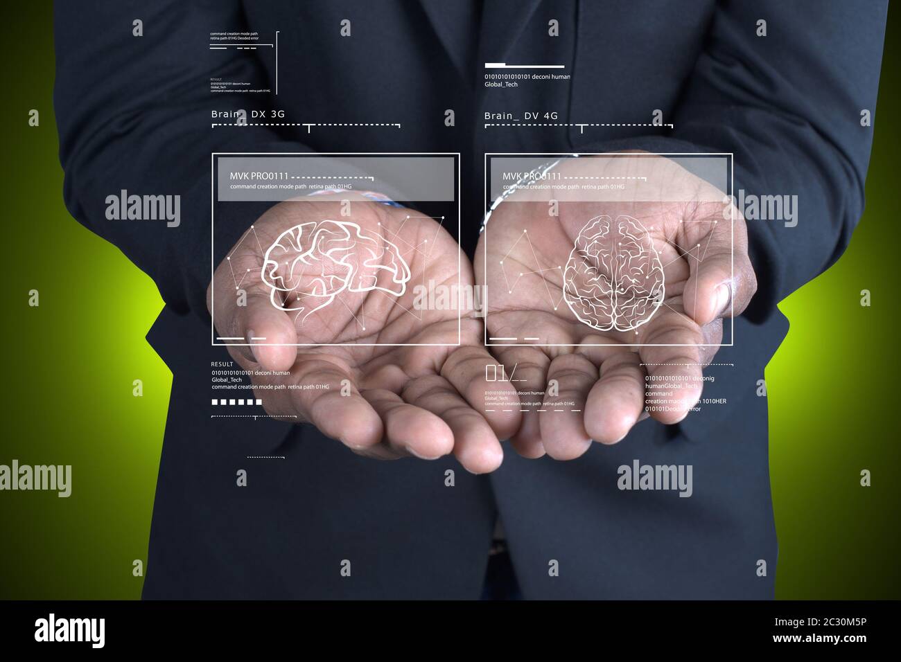 man showing futuristic technology Stock Photo - Alamy