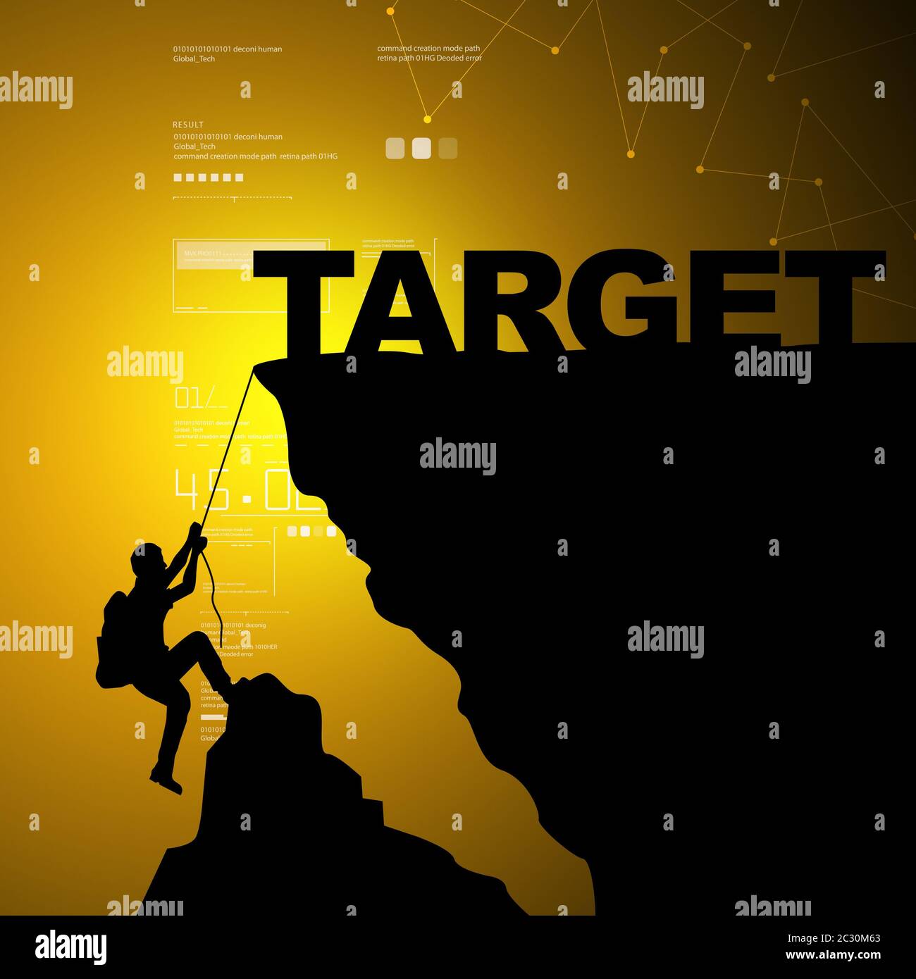 Man climbing for obtain target Stock Photo - Alamy