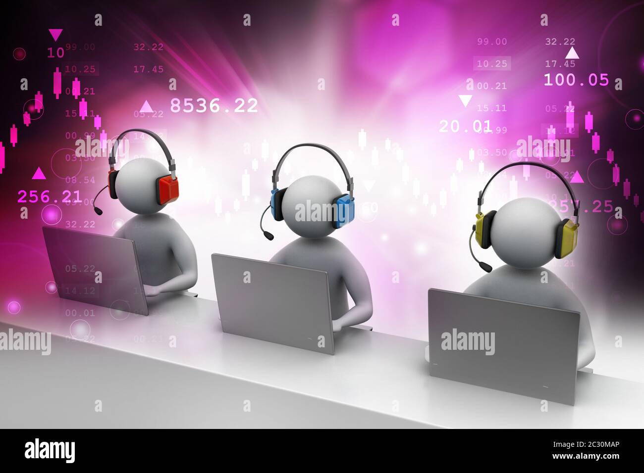 3D man with headset talking over the phone Stock Photo - Alamy