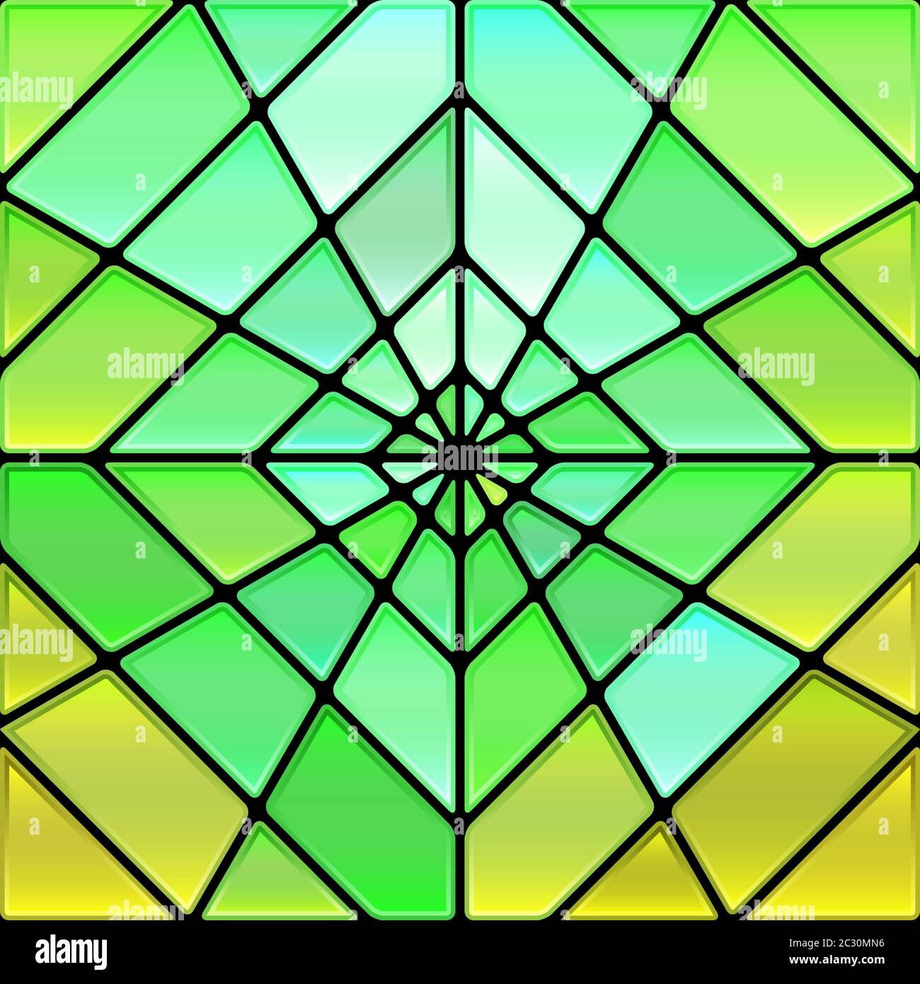 abstract stained-glass mosaic background - green and yellow rhombus ...