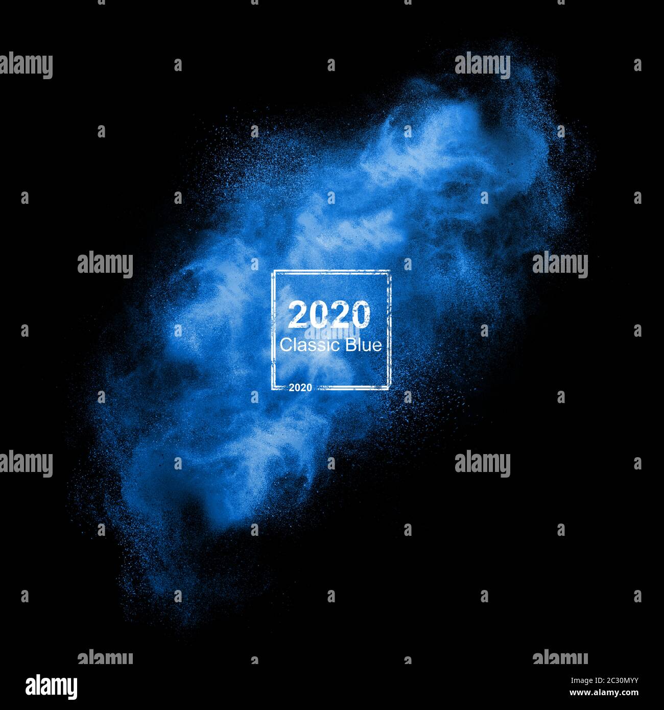 Blue powder explosion in the trend color of the year 2020 Stock Photo ...