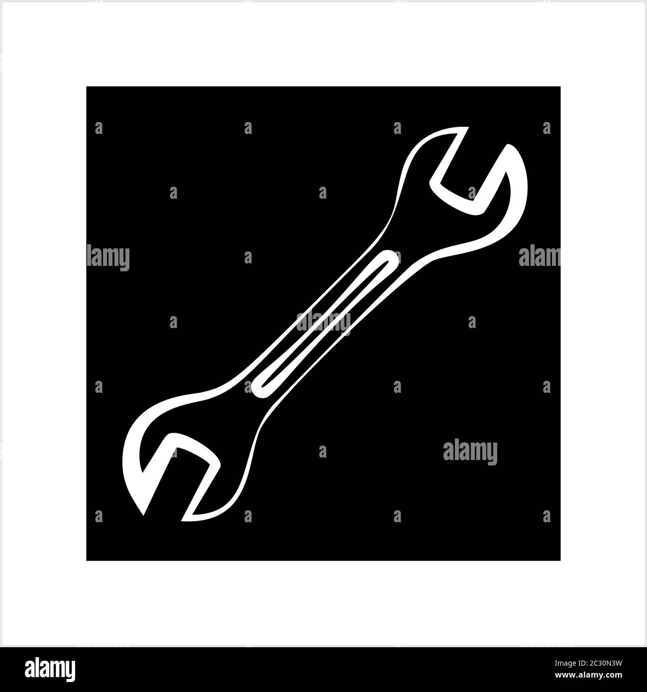 Open End Wrench Icon, Spanner Vector Art Illustration Stock Vector ...
