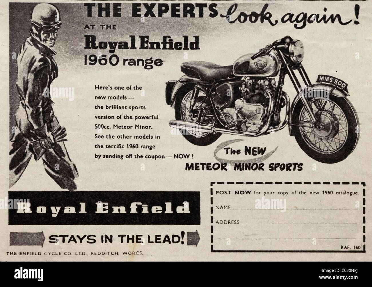 Vintage advertisement for the British Royal Enfield 1960 range of ...