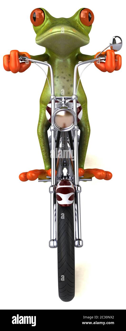 Fun frog on a motorcycle - 3D Illustration Stock Photo - Alamy