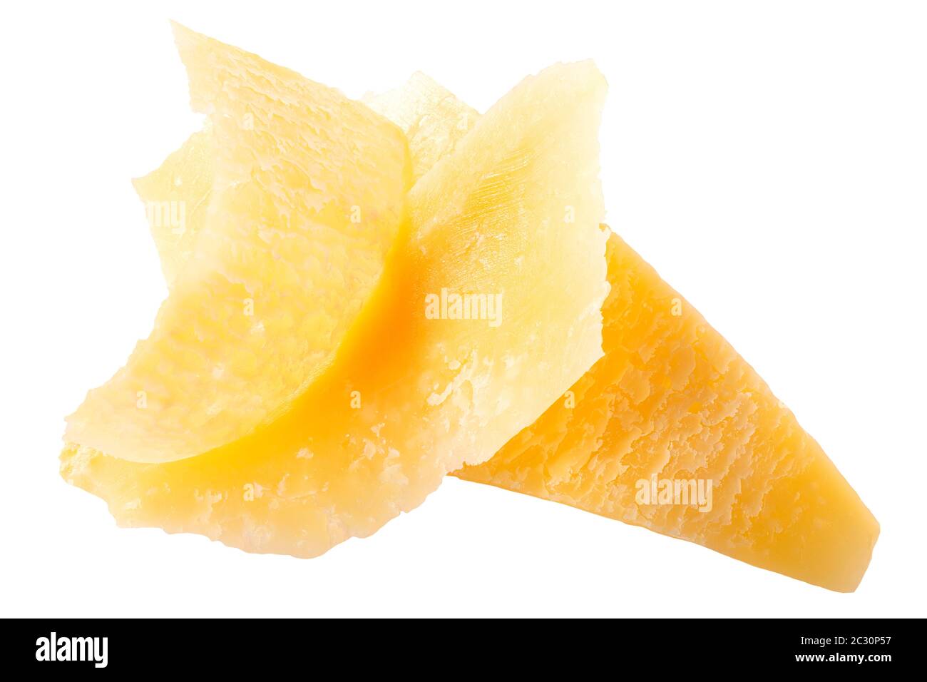 Parmesan cheese flakes or shavings, isolated Stock Photo - Alamy