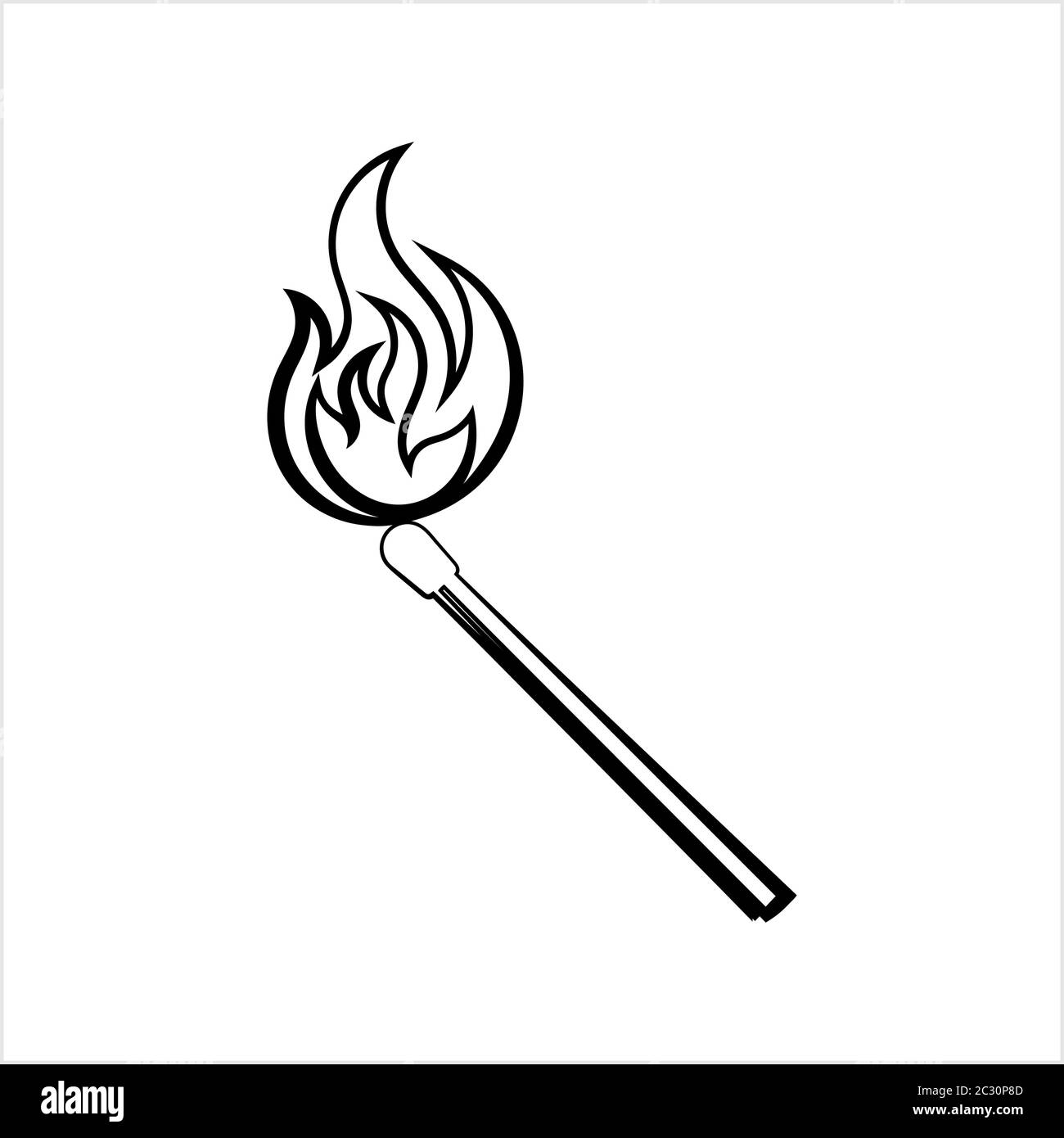 Lit Matchstick, Burning Matchstick Vector Art Illustration Stock Vector ...