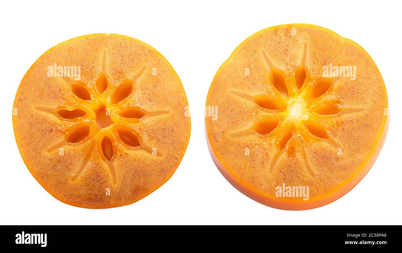 Persimmon round slice, wheel or ring, isolated on white Stock Photo - Alamy