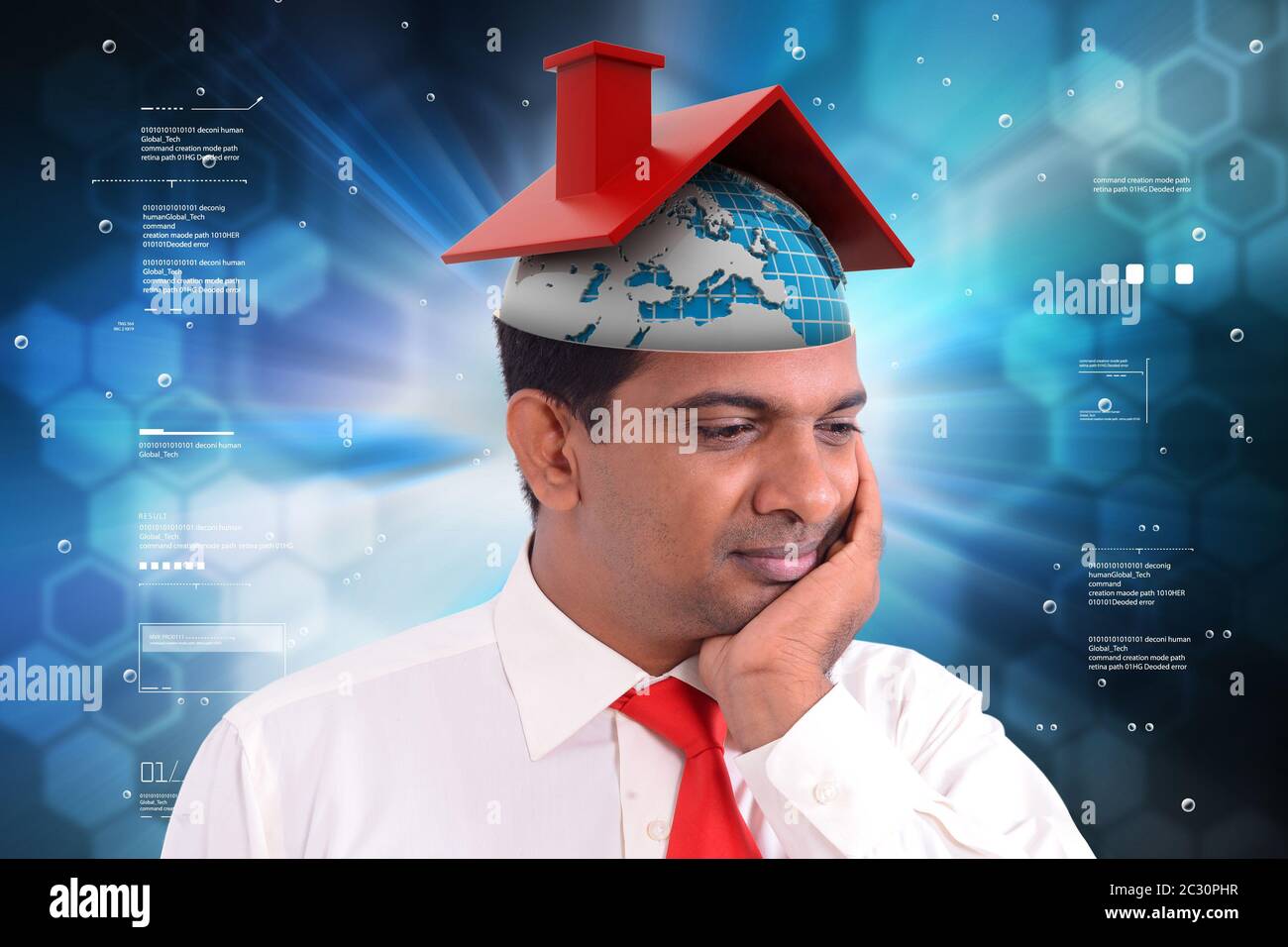 Man head with roof Stock Photo - Alamy