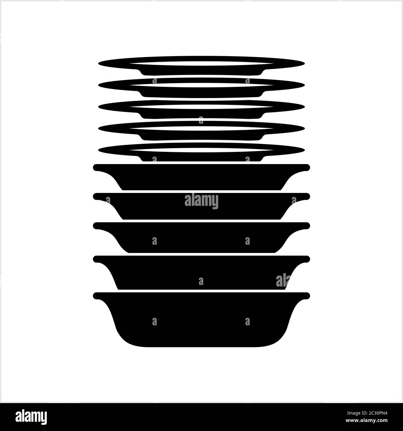 Stack Of Food Plates Icon Vector Art Illustration Stock Vector Image ...