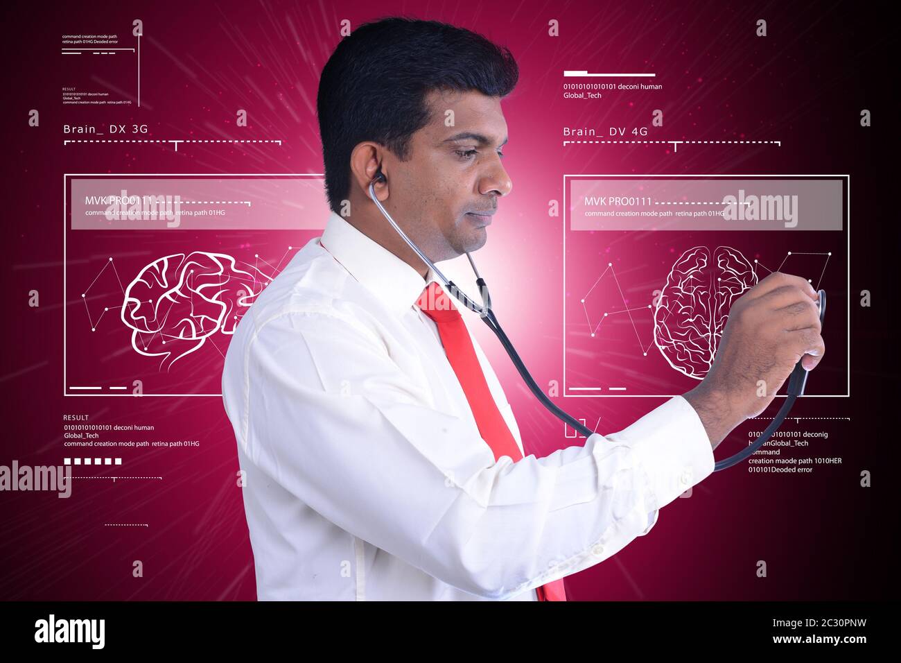young doctor thinking about brain Stock Photo - Alamy