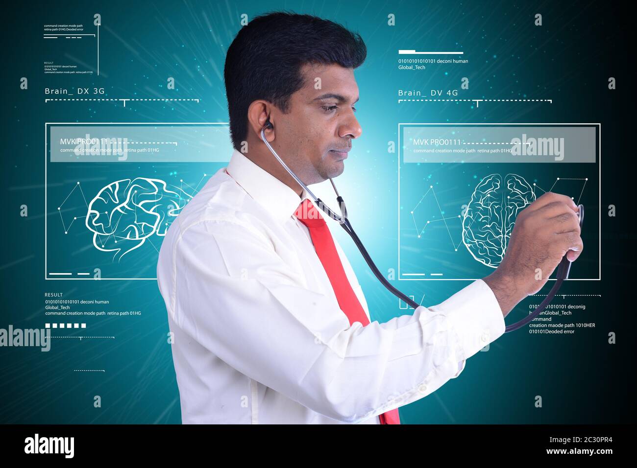 young doctor thinking about brain Stock Photo - Alamy